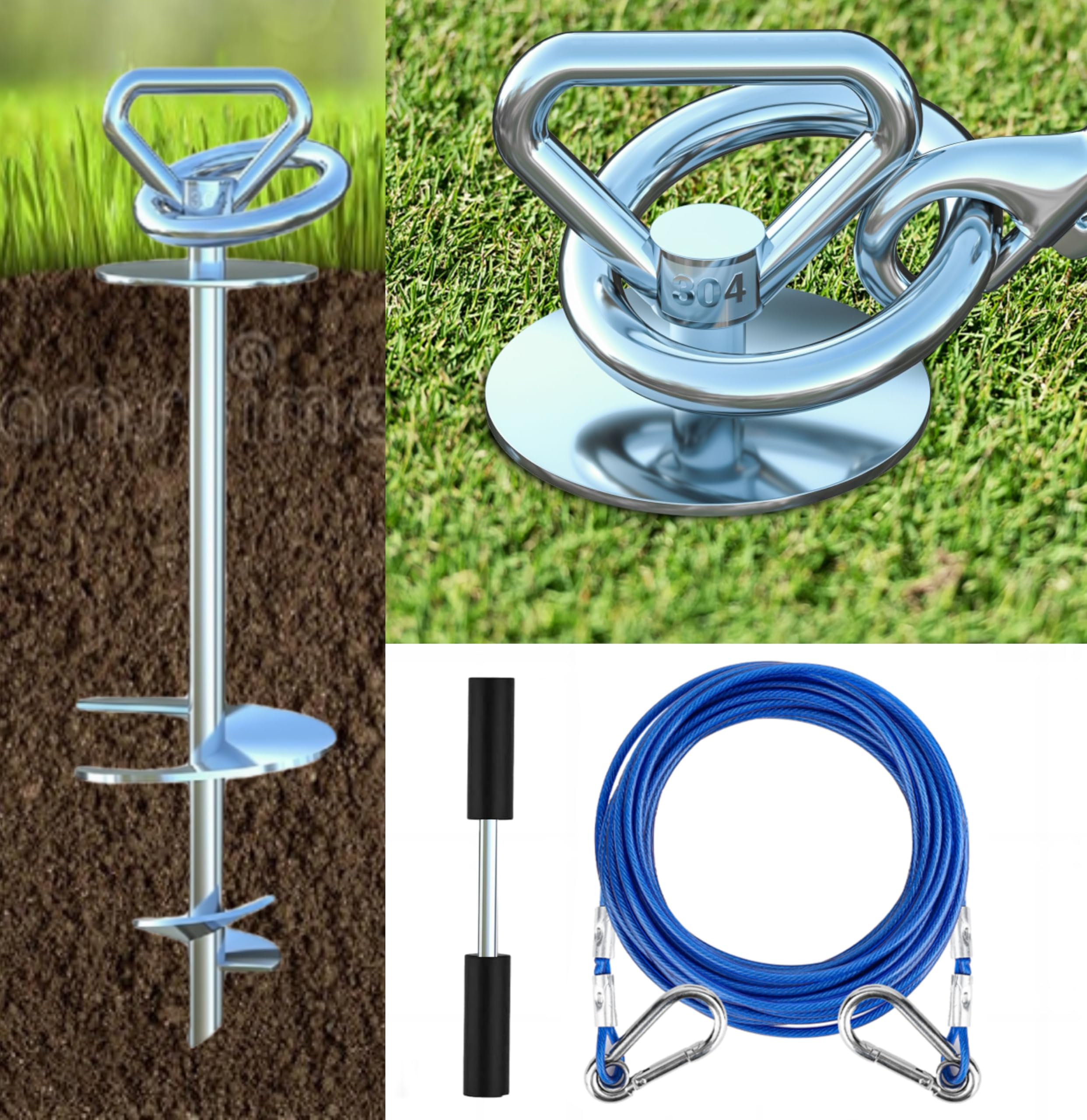 Amazon.com: TOMBABY Dog Tie Out Cable and Stake,with 30FT Heavy Duty ...