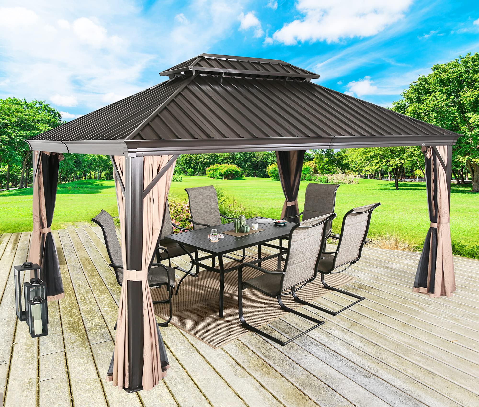 Buy Patio Tree Outdoor Hardtop Gazebo Patio Aluminum Permanent Pergola ...