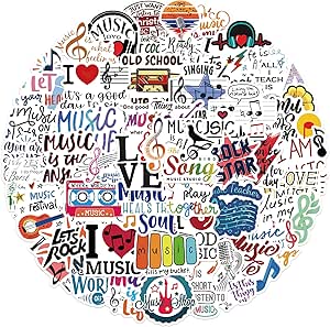 50Pcs Love Music Stickers, Trendy Musical Symbol Stickers Decals for ...