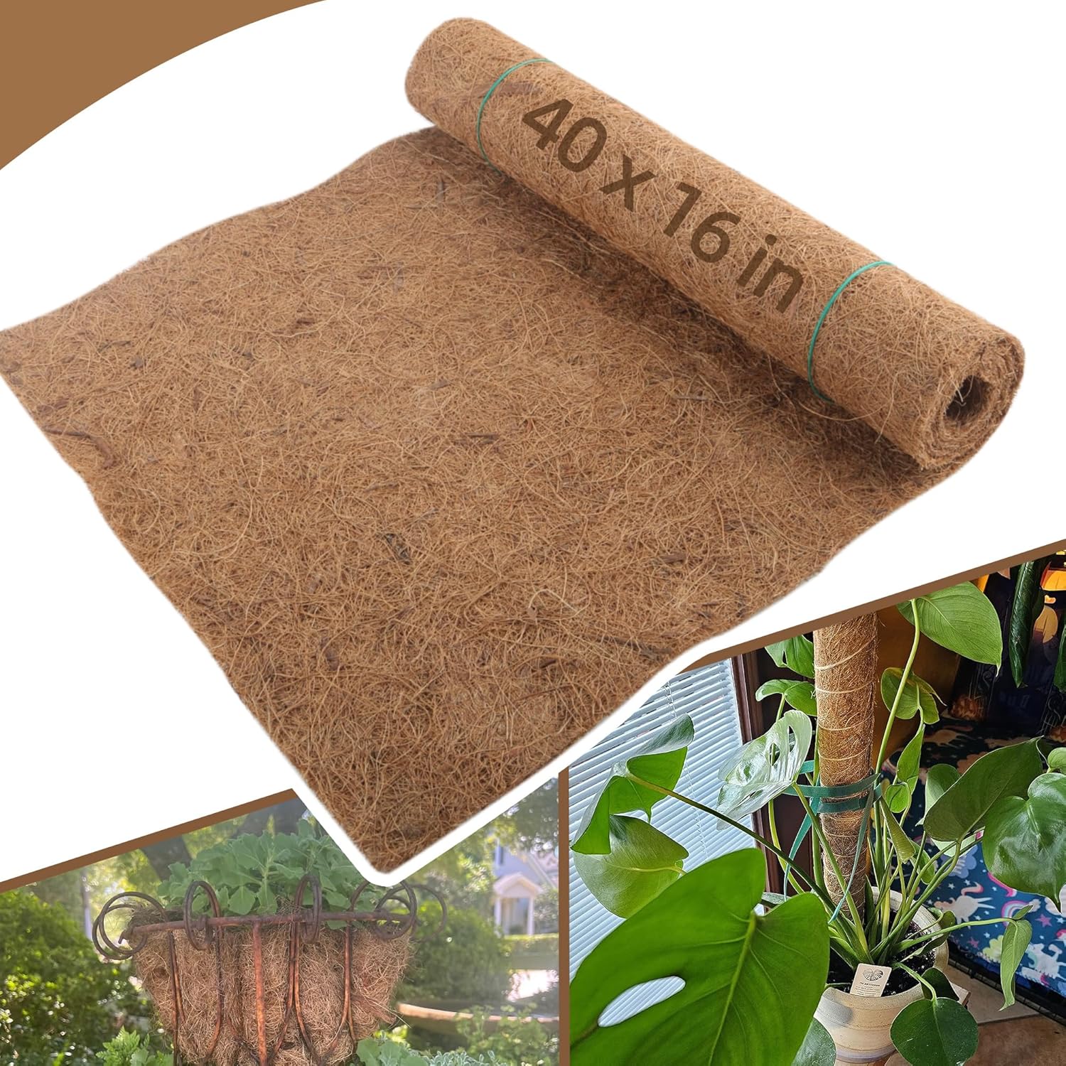 Amazon.com : Coco Liner Roll 16x40 inch -Natural Coconut Fiber Mat for ...