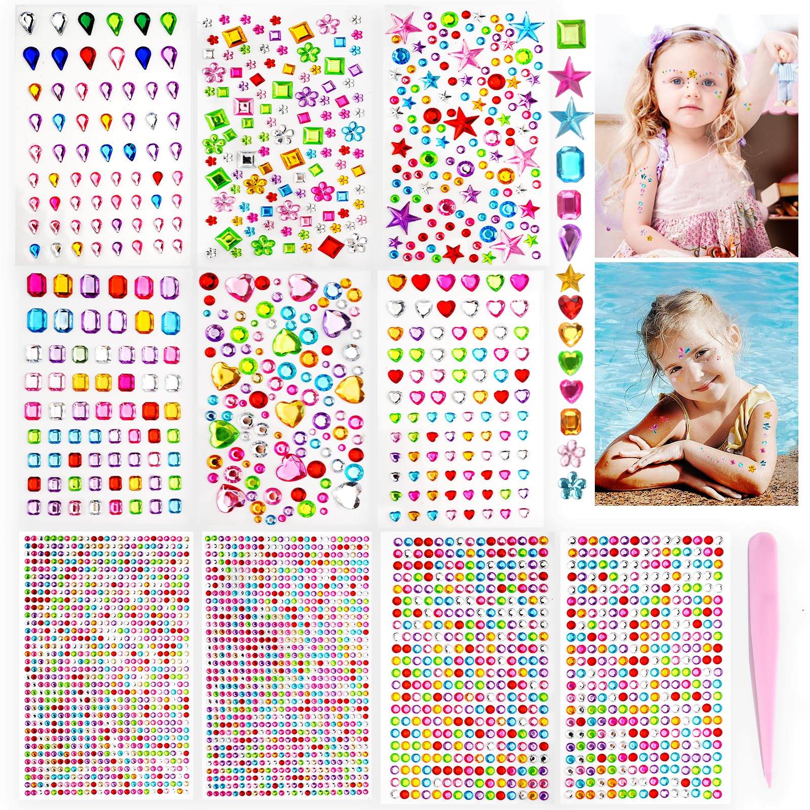 3500pcs Gem Stickers, Glitter Gems for Crafting, Self Adhesive ...