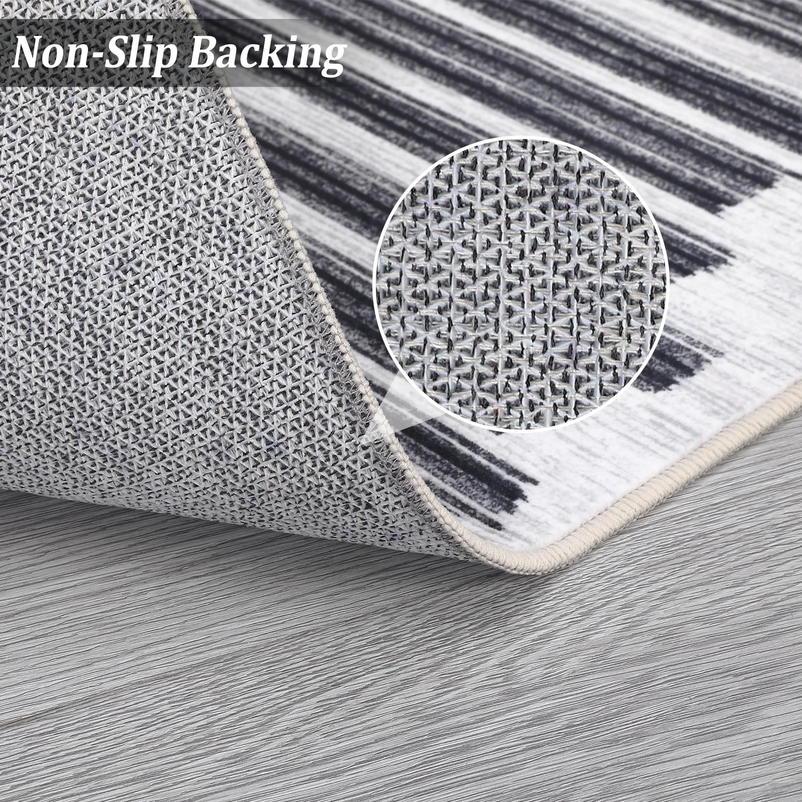 Large Area Rug 8X10 Bohemian Rug Modern Berber Stripe Area Rug Non Slip ...