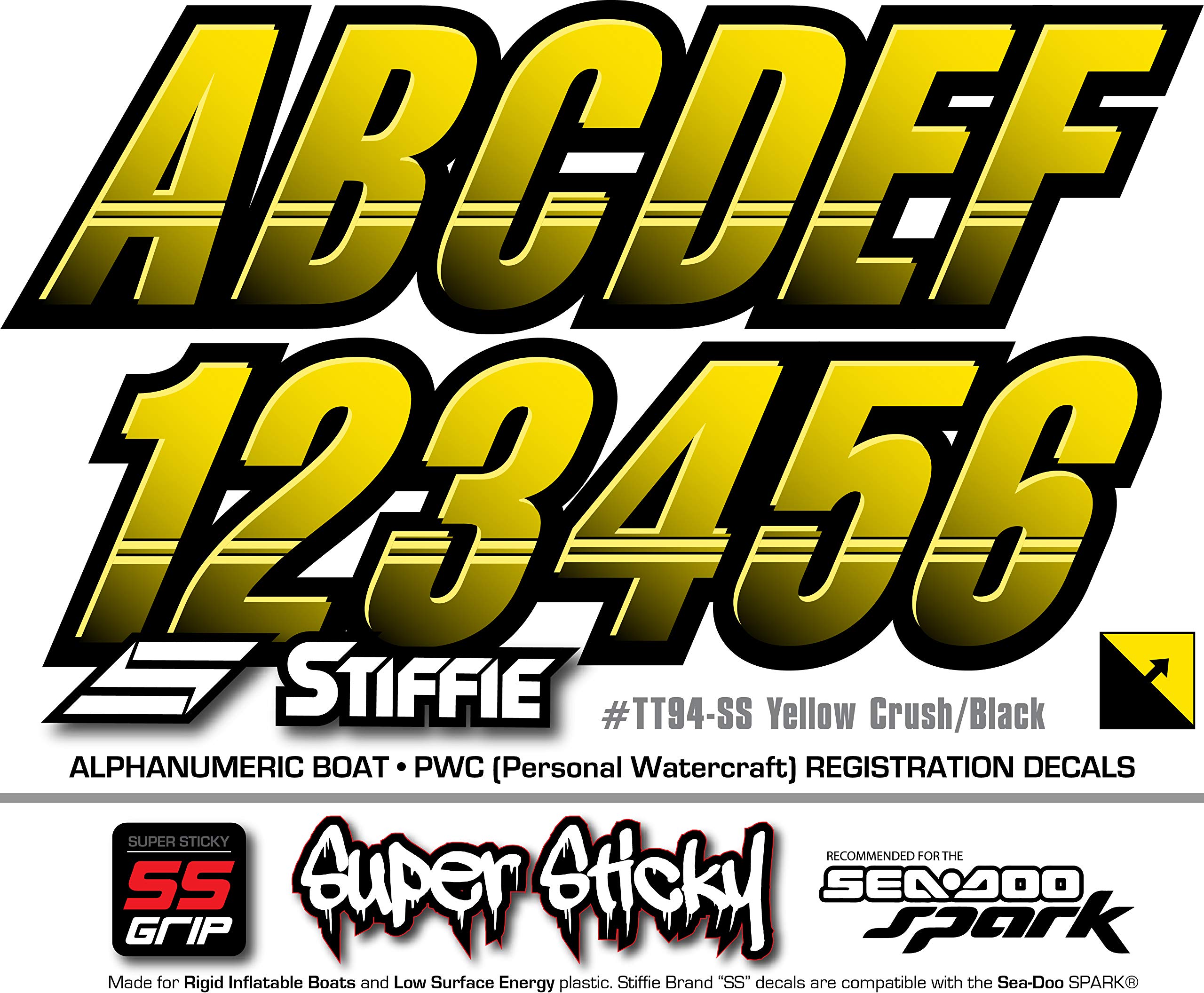 Alpha-numeric Decals STIFFIE Whip-One Boat Registration Numbers - 3 ...