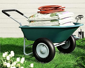 Amazon.com: 2 Wheel Wheelbarrow, 330 Pounds Capacity Yard Cart with ...