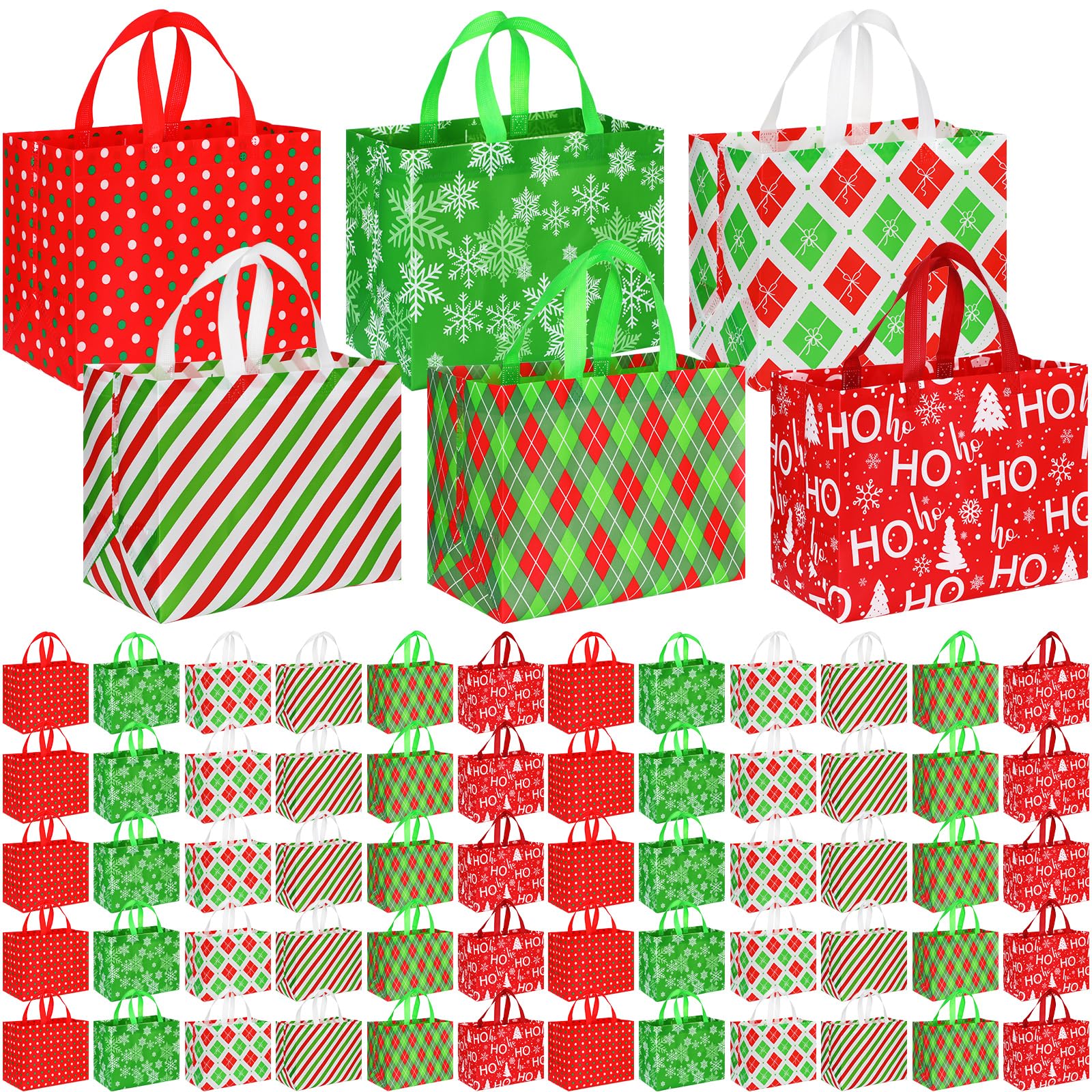 Amazon.com: Talltalk 120 Pcs Christmas Tote Bags Bulk 12.6 x 9.8 Large ...