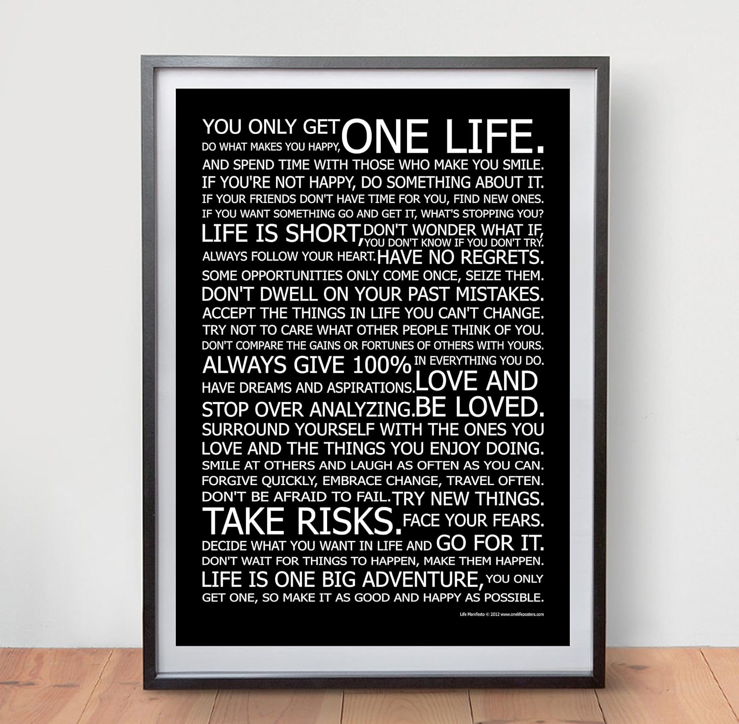 Wisdom Learning LIFE MANIFESTO POSTER - In Black Motivational Quote ...