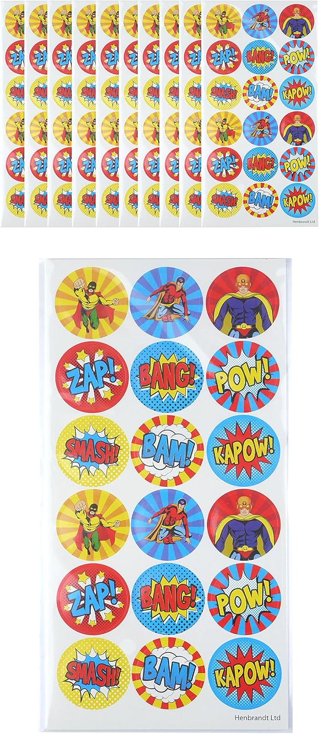 Henbrandt Large Superhero Stickers 180 Assorted Super Hero Stickers ...