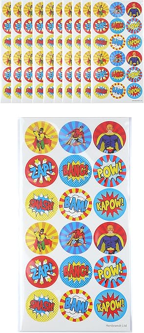 Henbrandt Large Superhero Stickers 180 Assorted Super Hero Stickers ...