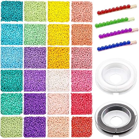 Amazon.com: Seed Beads 4mm Glass Pony Beading DIY Craft Jewelry Making ...