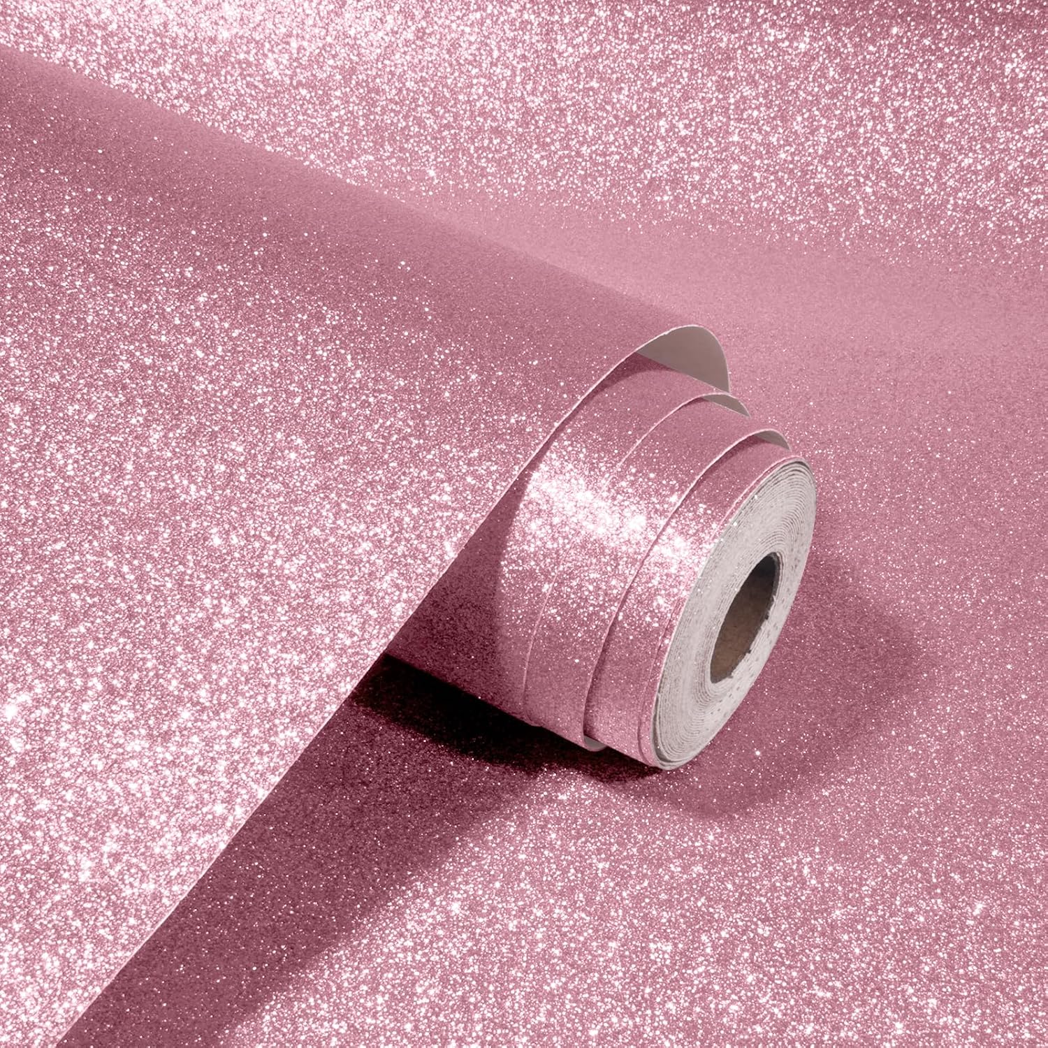 WESTICK Pink Glitter Wallpaper Stick and Peel Pink Glitter Contact ...