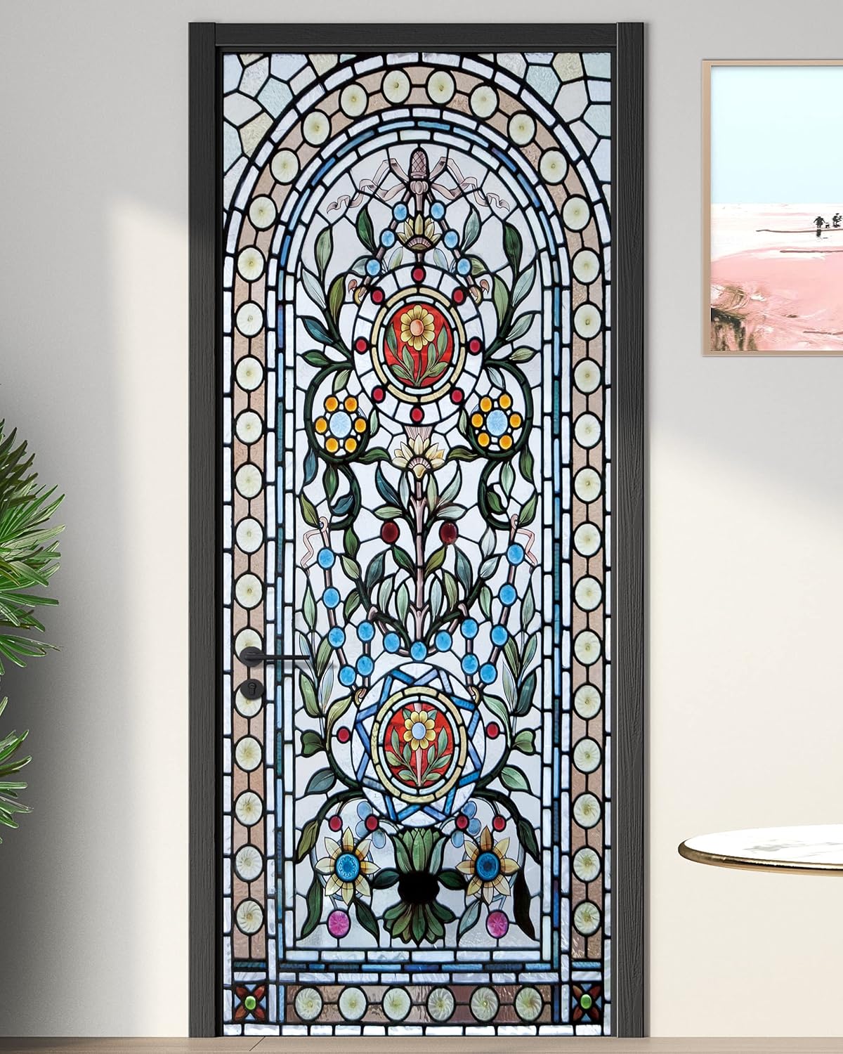 Amazon.com: FLFK Door Decal Sticker - Colored Window Pattern,Peel and ...