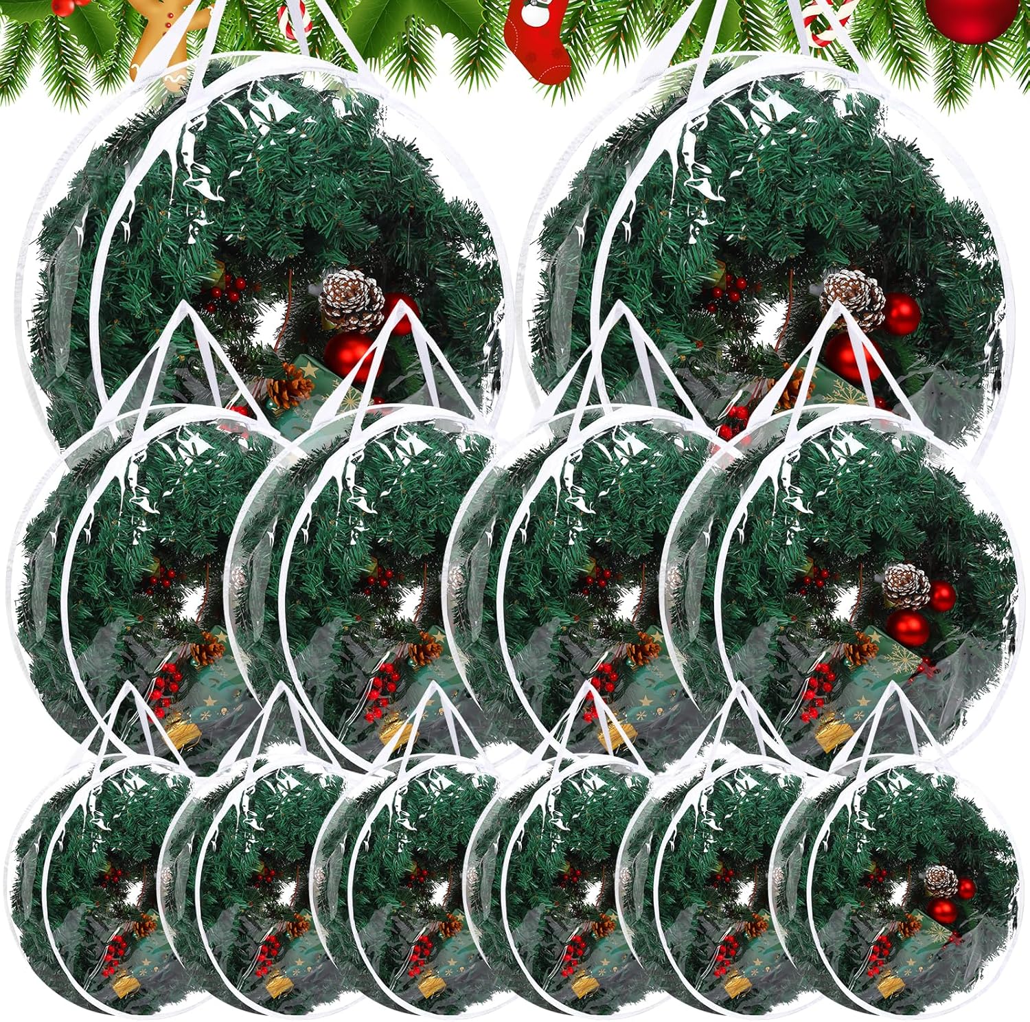 Amazon.com: Wesnoy 12 Pcs Christmas Wreath Storage Container Xmas Clear ...