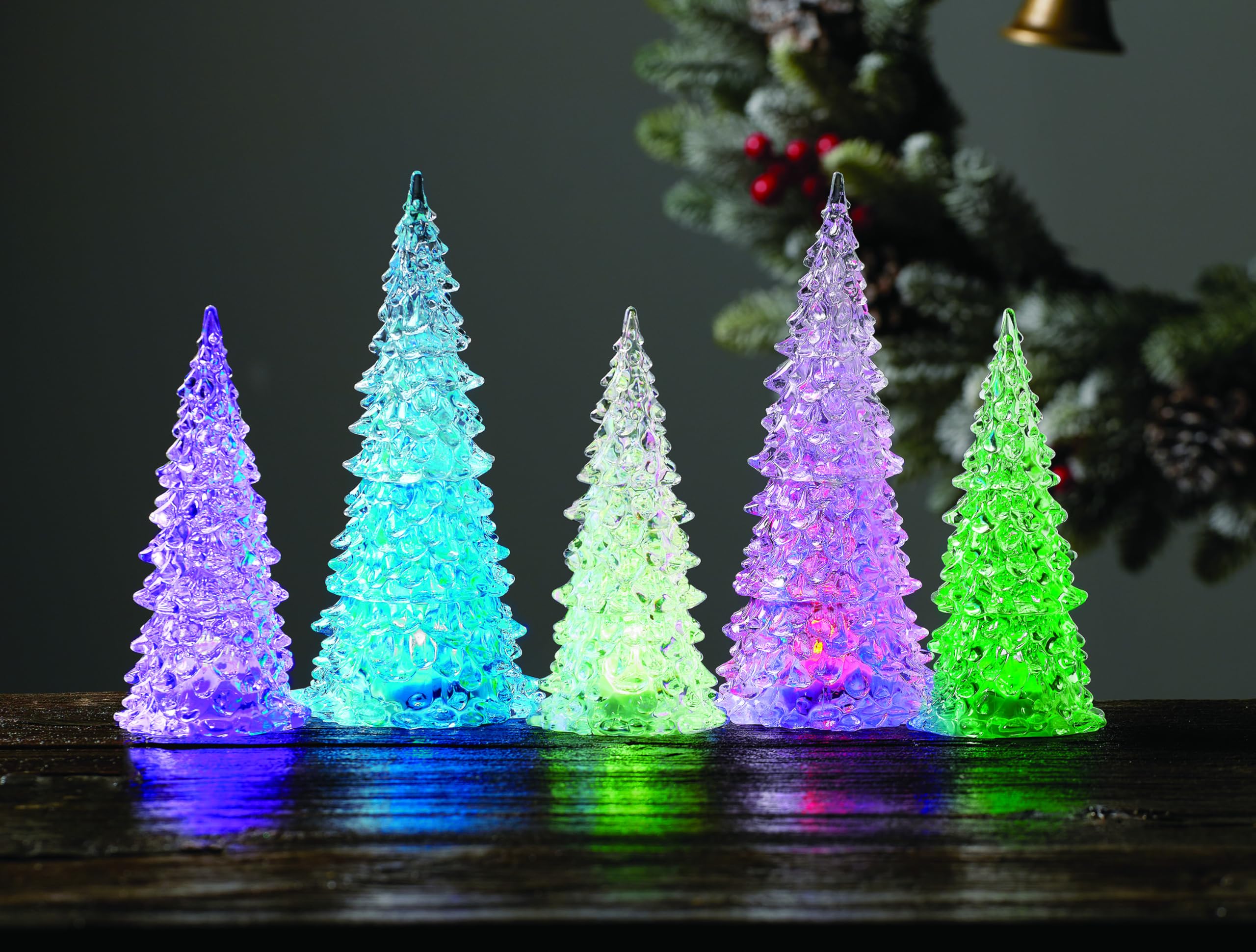 Amazon.com: Roman 5pc. 7-9" Multicolored Lighted Tree Set, Christmas ...