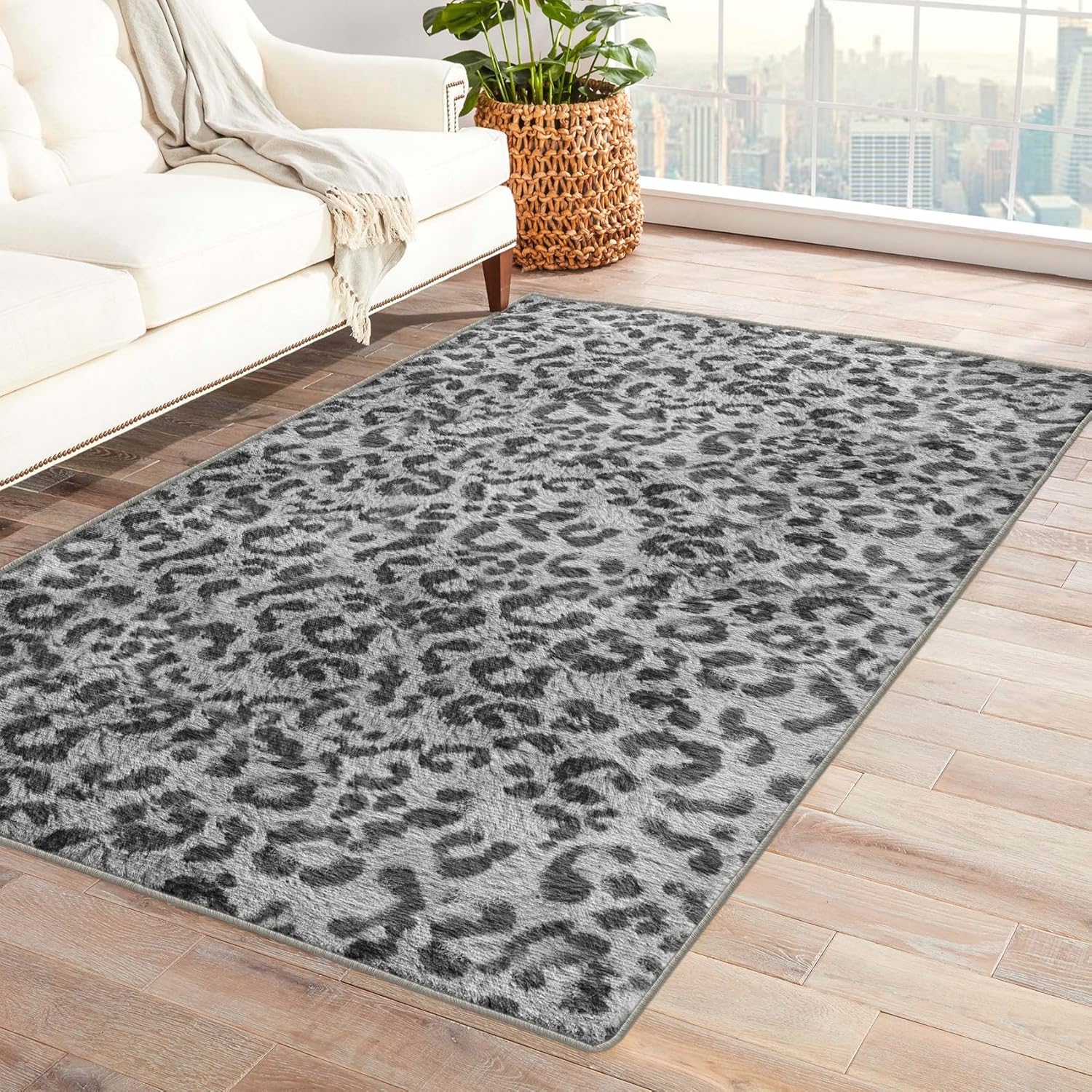 Amazon.com: ZDABAOEC Leopard Print Rug, 2x3 Rug, Grey Cheetah Area Rugs ...