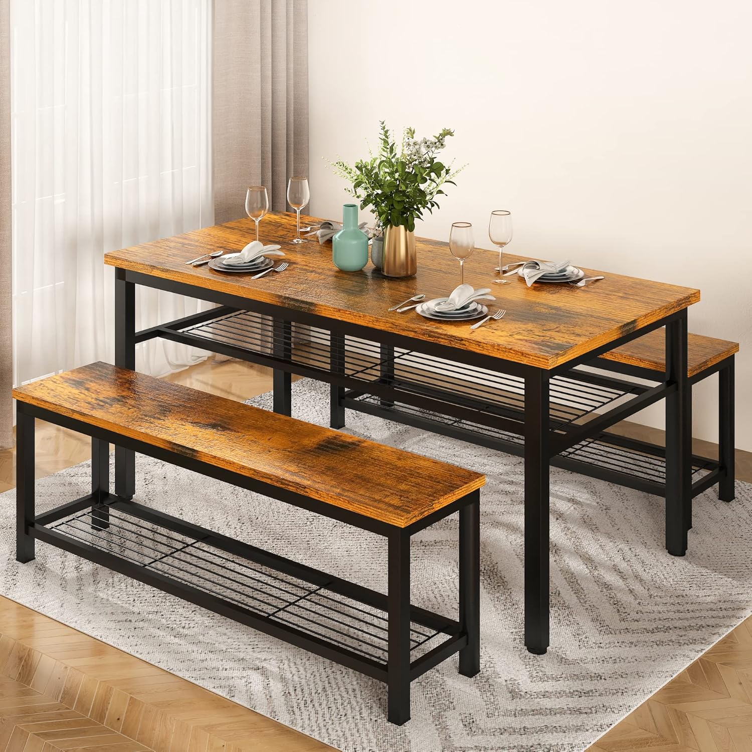 Amazon.com - AWQM 47.2" Dining Table Set for 4, Kitchen Dining Table ...