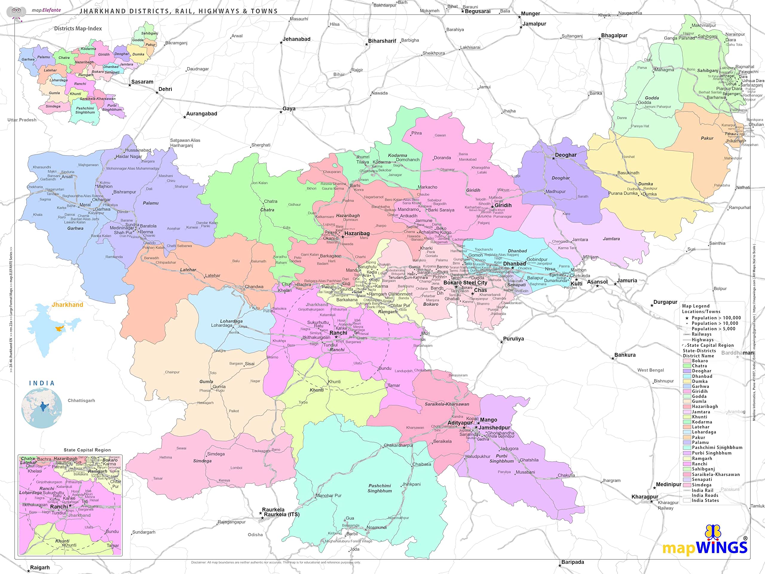 Maps Of Jharkhand Set Of 2 1 Map Elefante Series | Desertcart INDIA