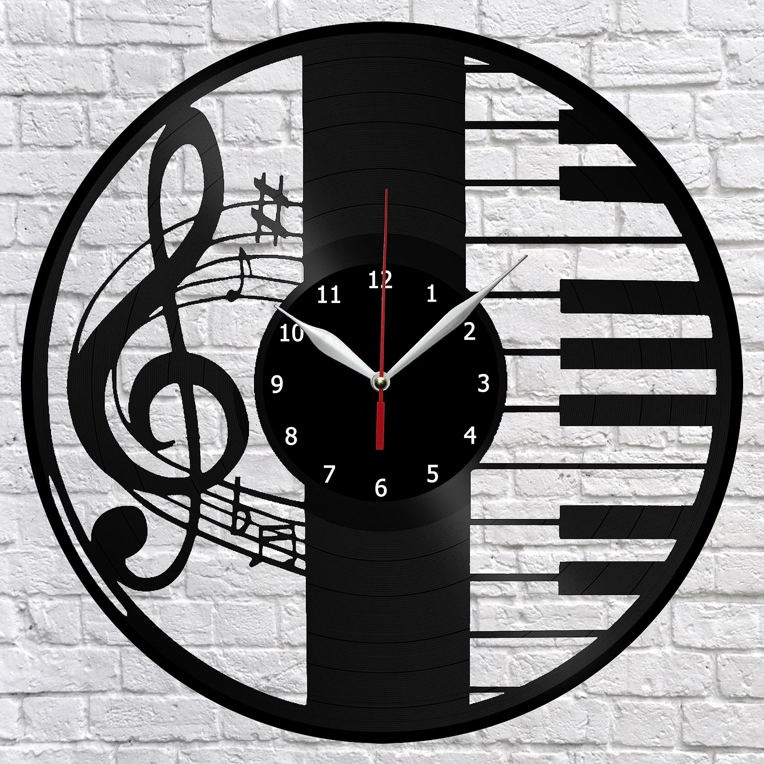 Amazon.com: Music Vinyl Clock Piano Vinyl Record Wall Clock Original ...