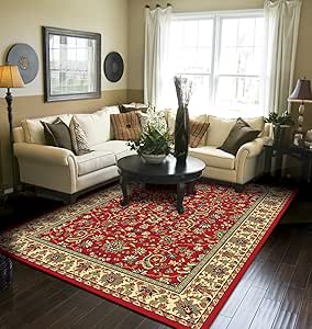 Traditional Area Rugs for Living Room 8x10 Red Large Rugs for Dining ...