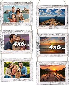 Amazon.com - 2 Pcs 4x6 Rustic White Picture Frames Collage with 6 Openings Wall Decor Hanging ...