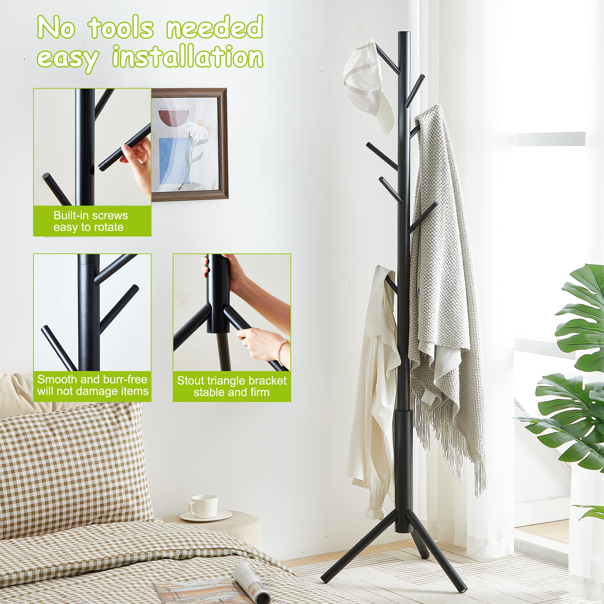 Snapklik.com : BMOSU Coat Rack Freestanding Stand Bamboo Wooden Coat ...