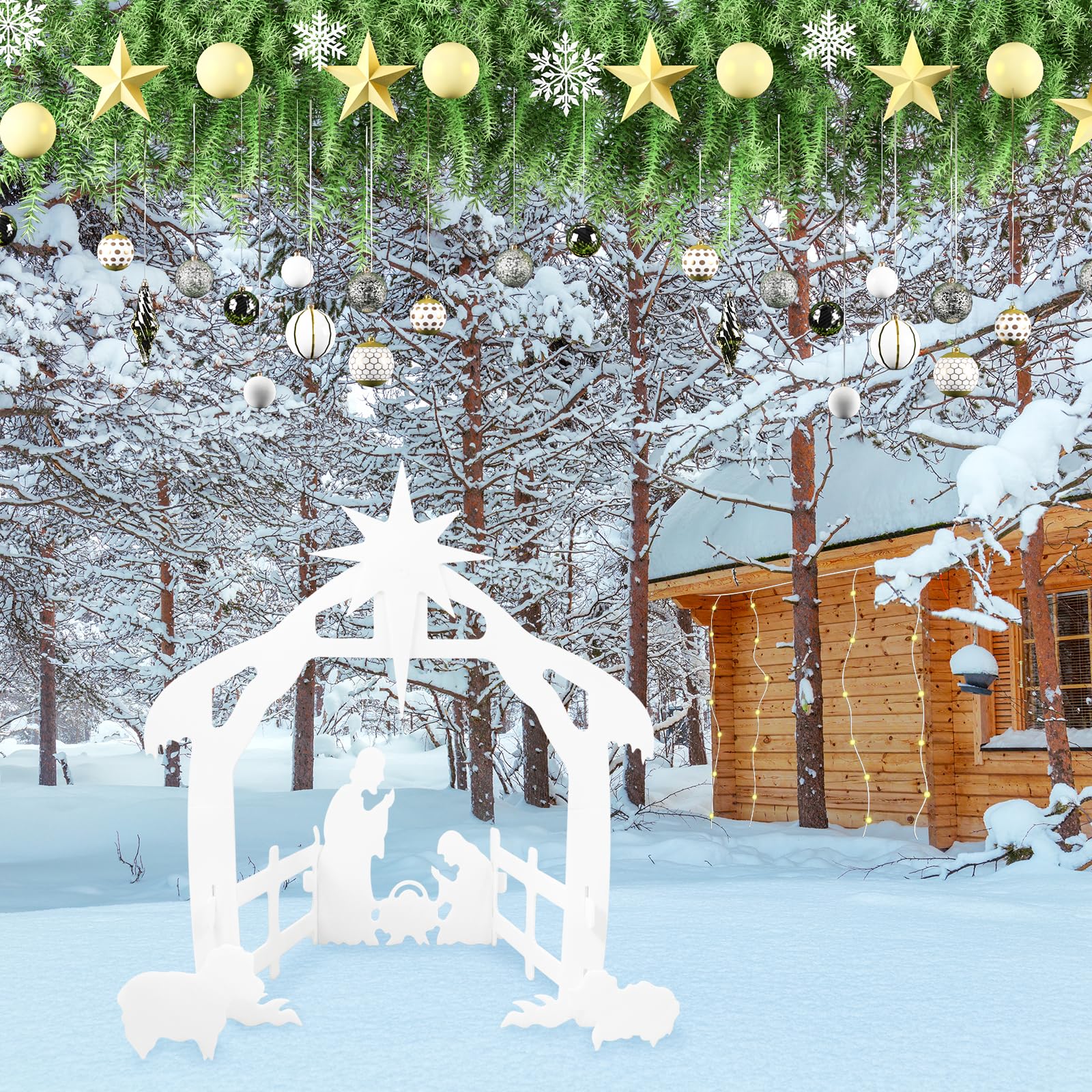 Nativity Scene 27"x28" Outdoor Nativity Set - Weatherproof Holy Family ...