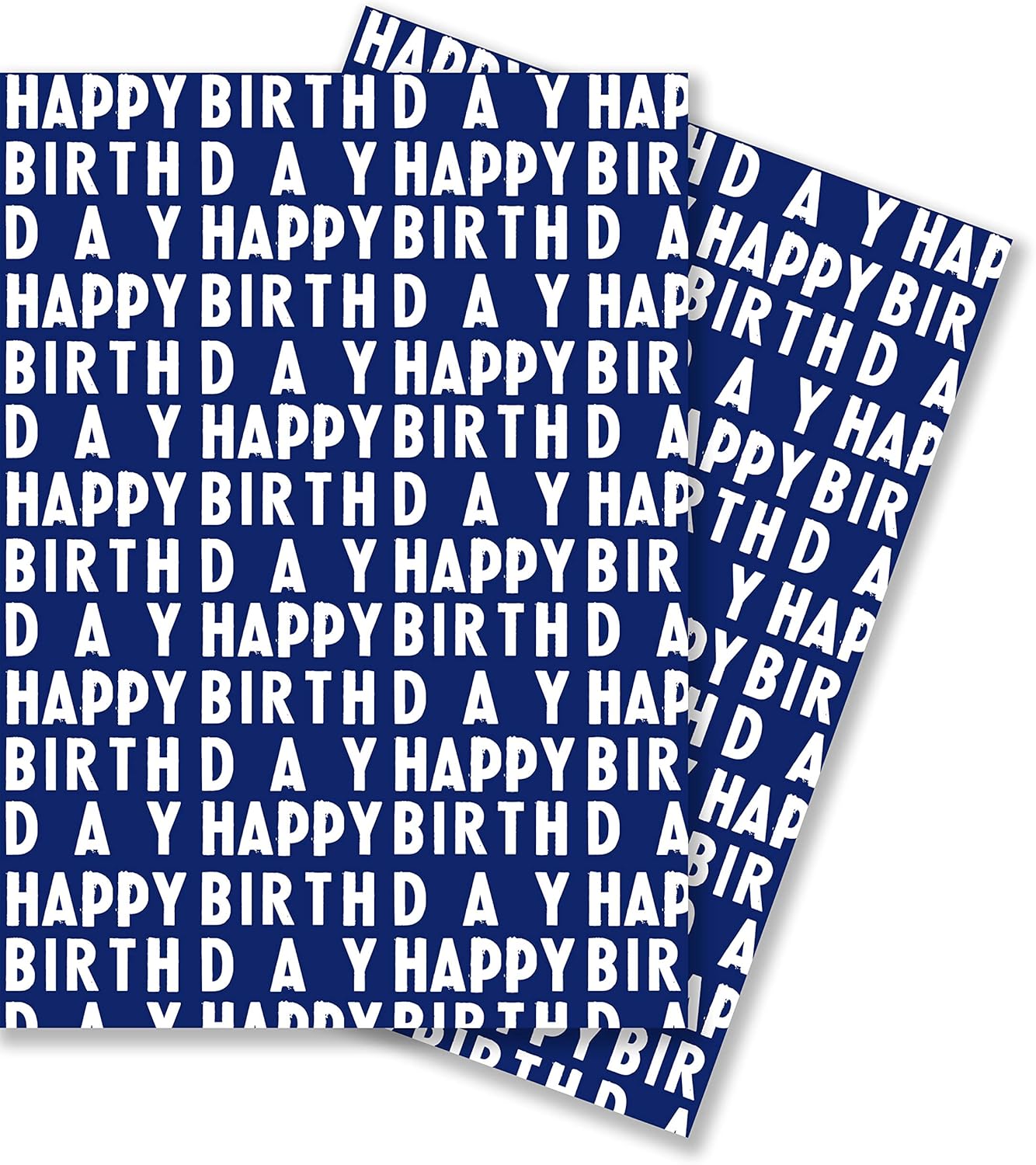Dark Blue Happy Birthday Text Wrapping Paper - 2 Sheets of Giftwrap ...