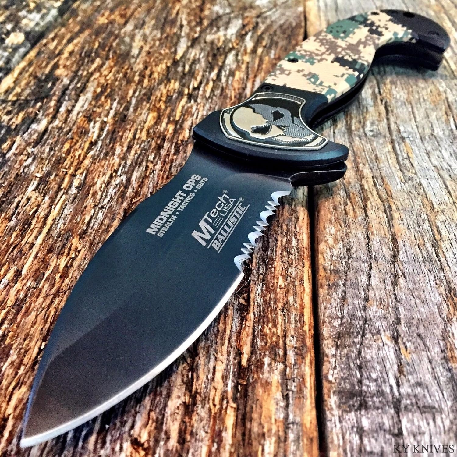 MTECH Ballistic MIDNIGHT OPS SKULL Spring Assisted Opening Pocket Knife ...