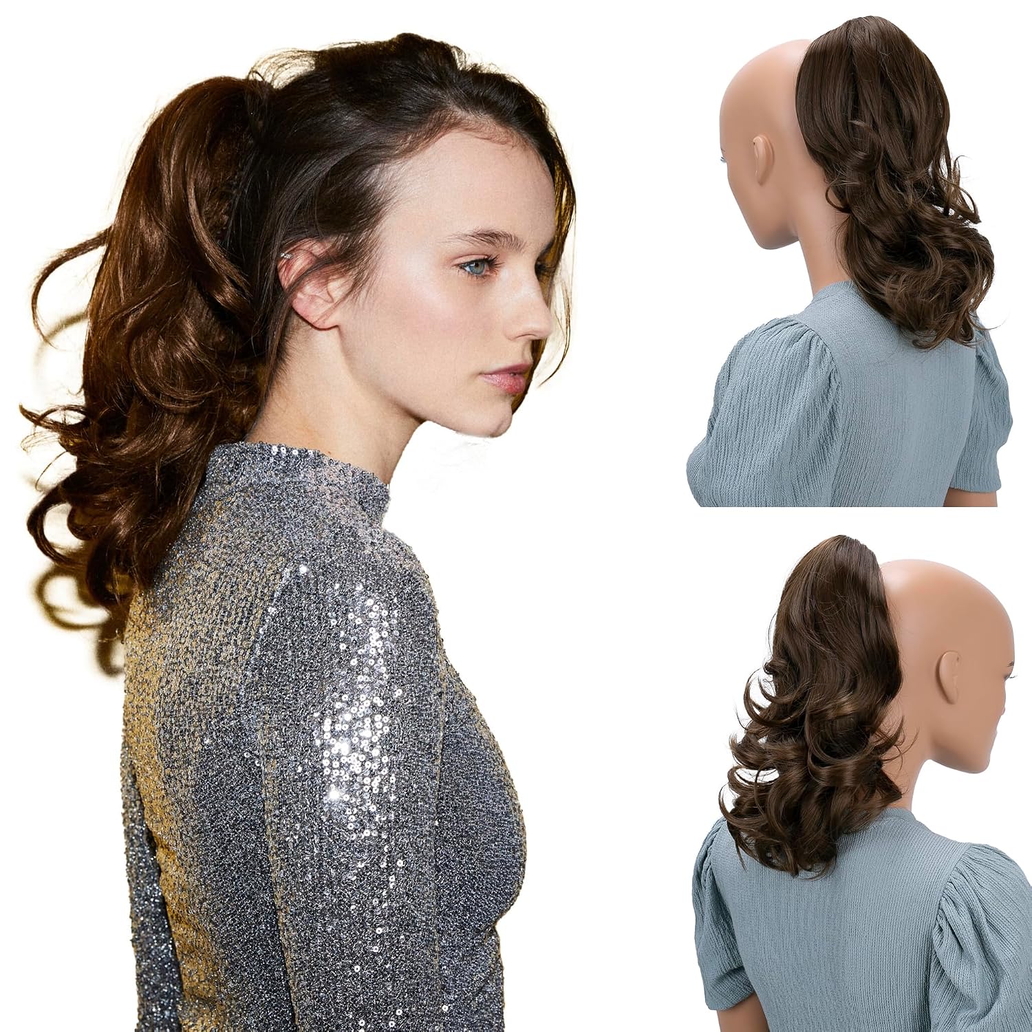 Amazon.com : CAISHA 14" Wavy Clip On Ponytail With Butterfly Clip ...
