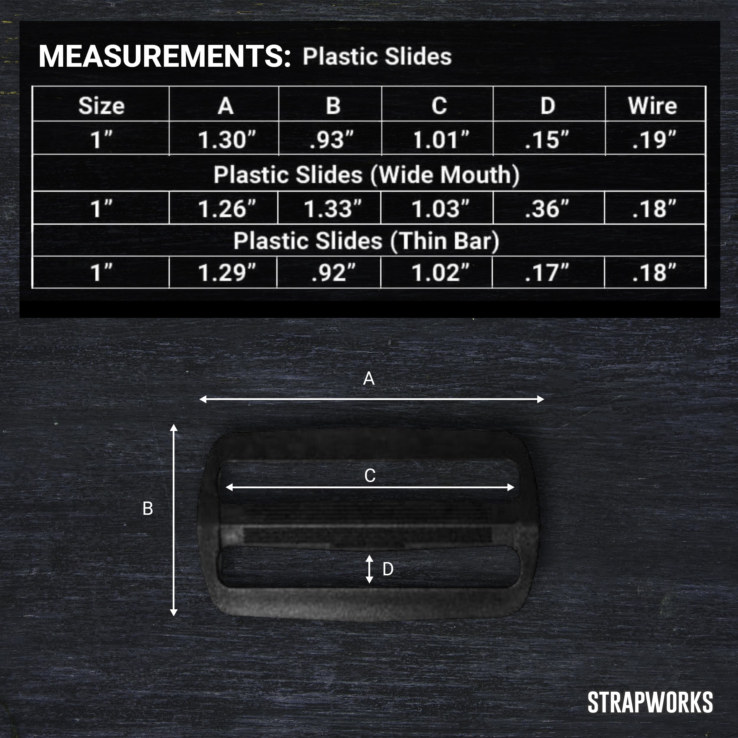 Snapklik.com : Strapworks Black Plastic Wide Mouth Tri-Glide Slide For ...