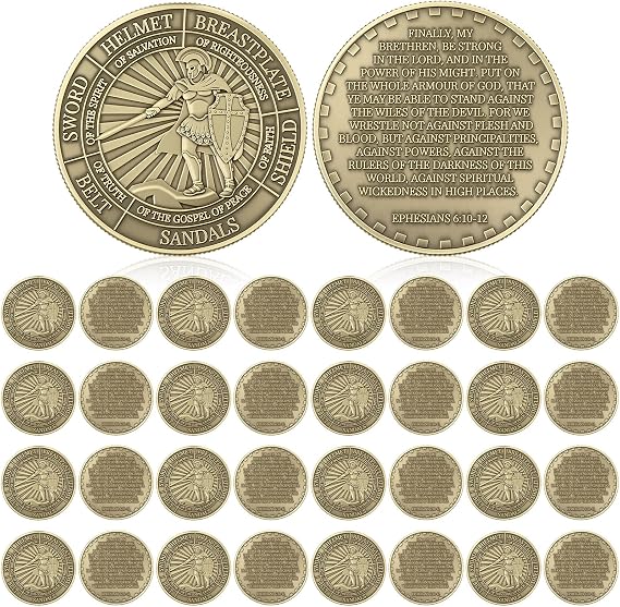Amazon.com: Nosiny 40 Pcs Put on the Whole Armor of God Coins Bulk ...