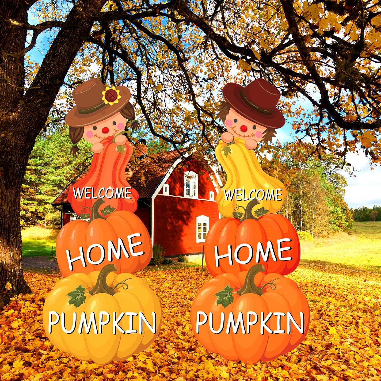 Amazon.com : Therwen 6 Pcs Fall Thanksgiving Scarecrow Pumpkin Yard ...