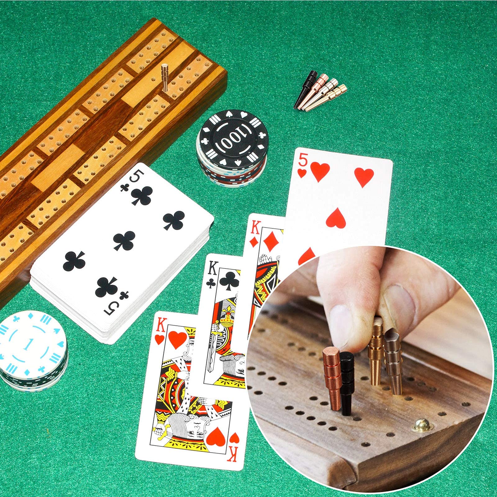 Game Night Supplies 20 Metal Cribbage Pegs Set - 4 Color Board Pegs For ...