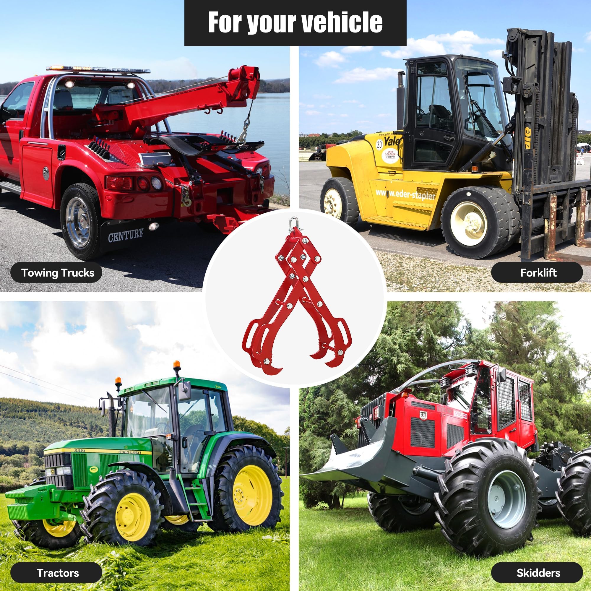 Snapklik.com : 28" Log Lifting Tongs, Log Tongs 4 Claw Timber Heavy ...