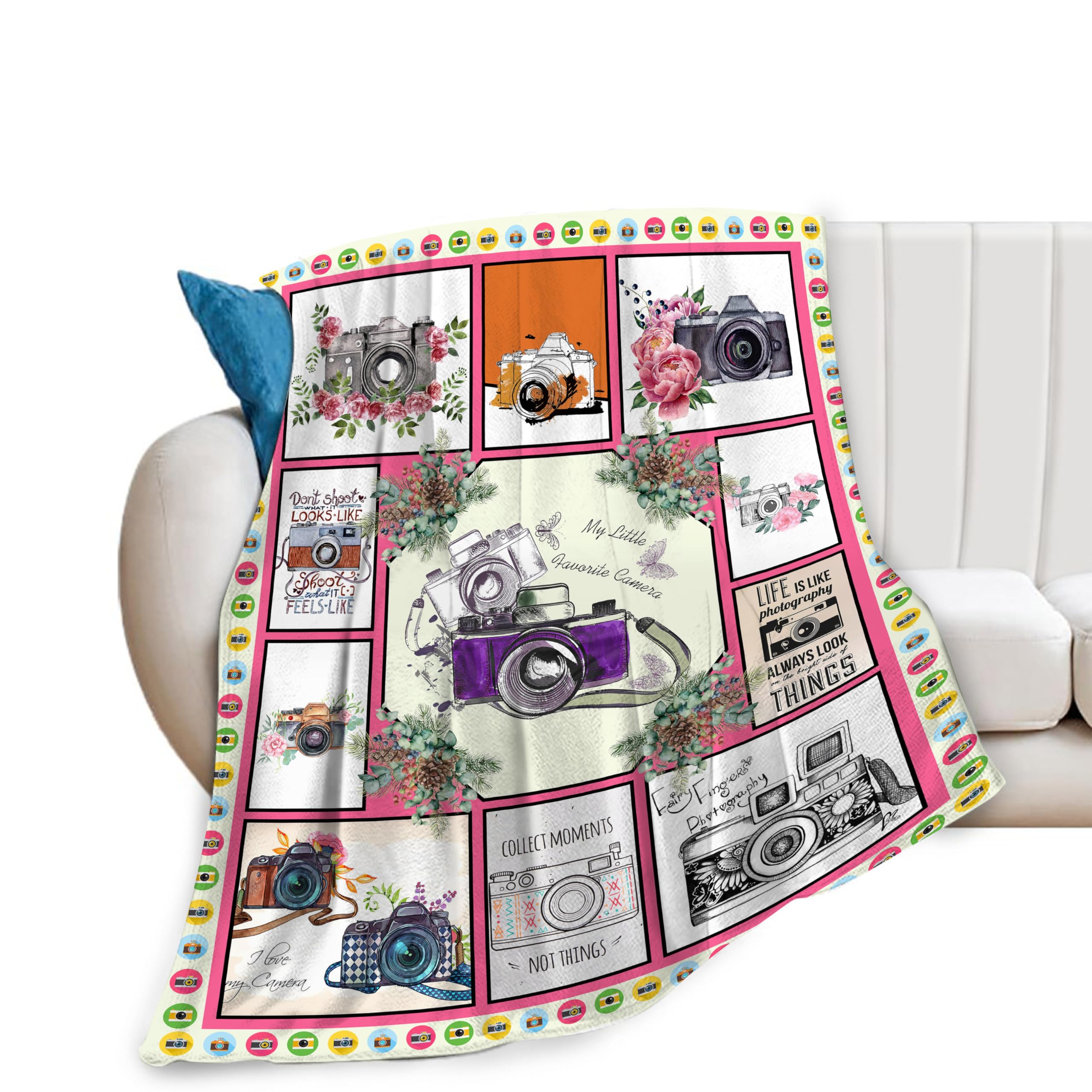 Amazon.com: Camera Blanket Super Soft Cozy Vintage Old Fashioned Photo ...