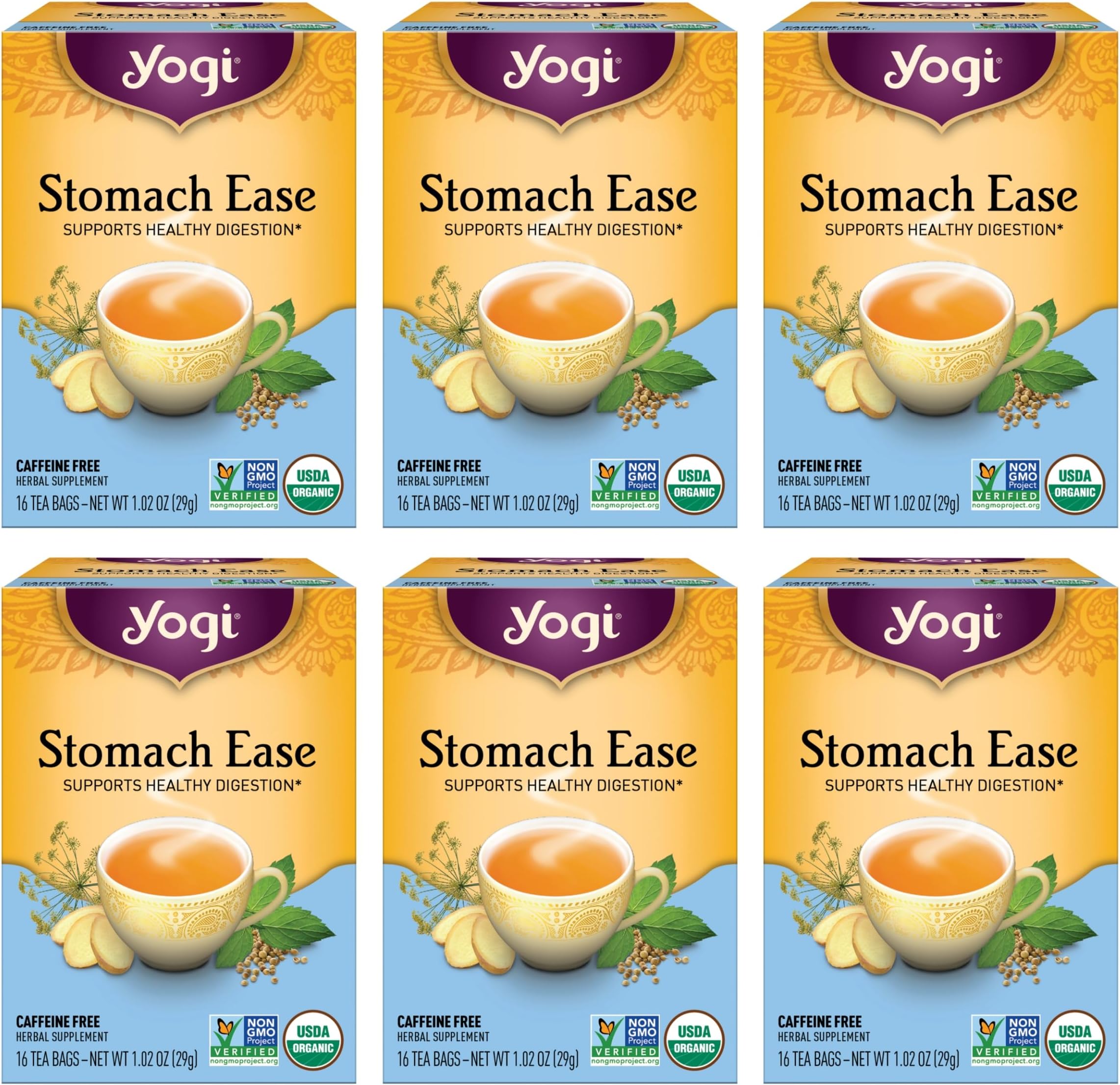 Amazon.com : Yogi Tea - Stomach Ease (6 Pack) - Supports Healthy ...