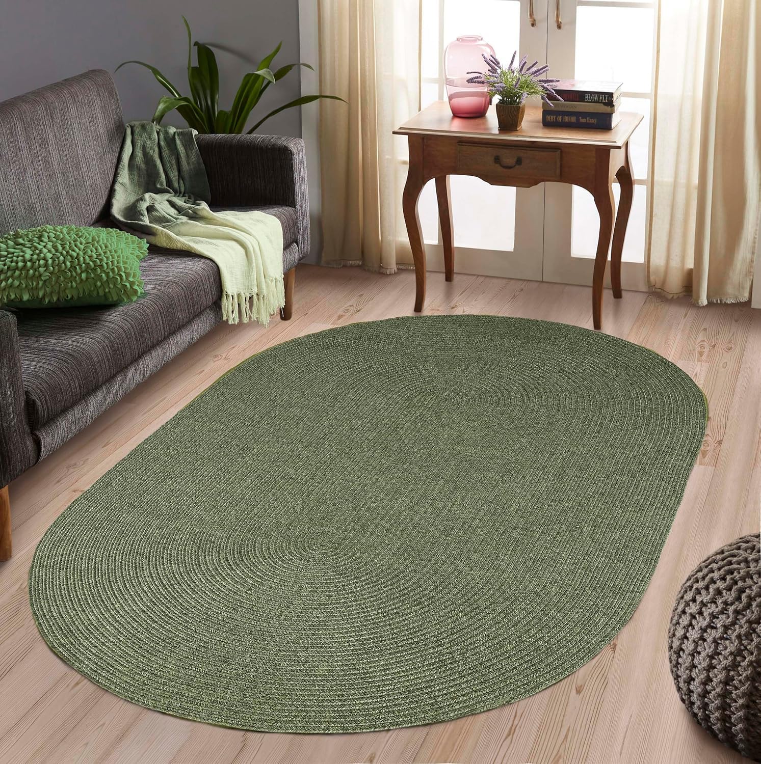 Superior Jute Oval Indoor Area Rug, Green