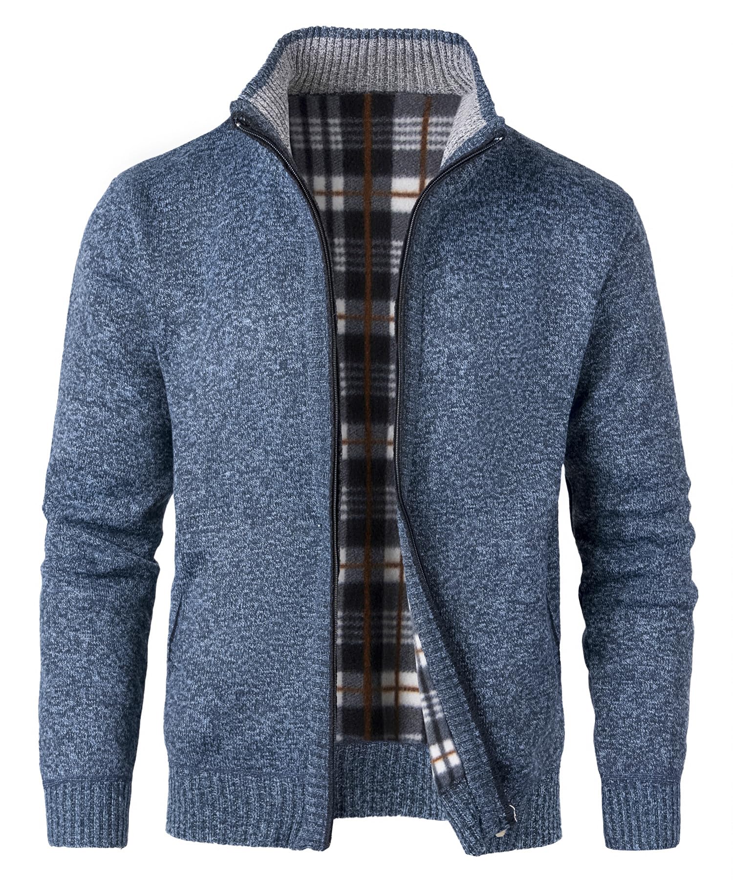 1 x Brand New KTWOLEN Mens Fleece Lined Cardigans Classic Full Zip ...