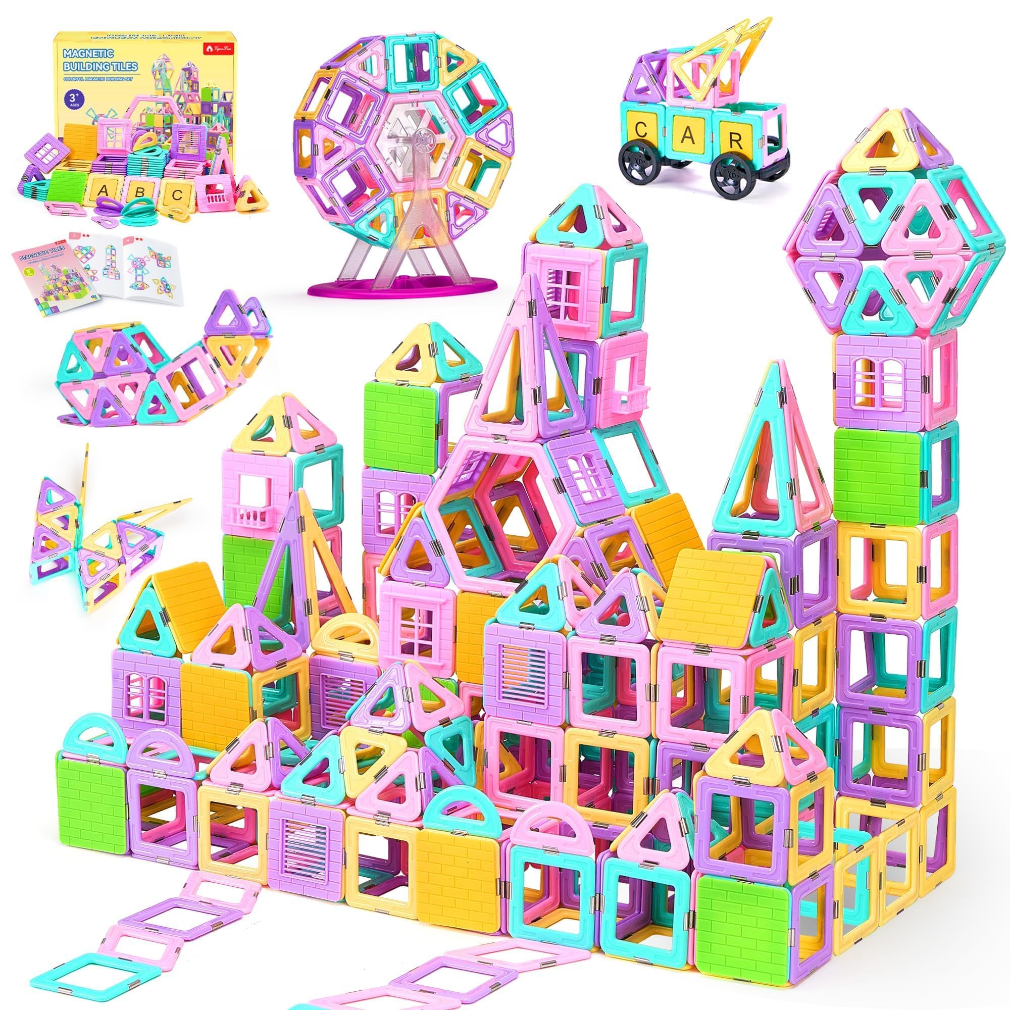 Amazon.com: 165 PCS Magnetic Tiles Set, Magnet Building Blocks Set with ...