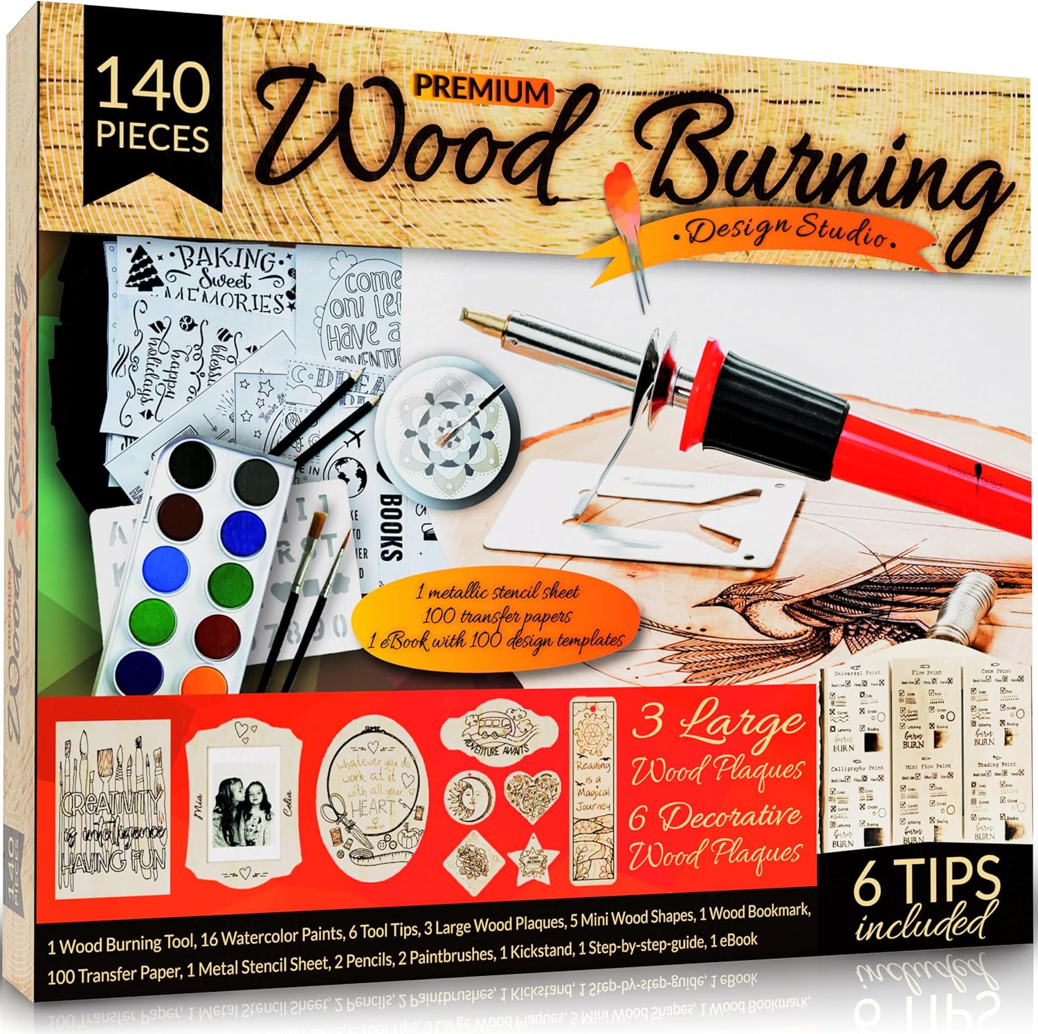 Beginners Wood Burning Kit 140 Pieces. Best Gift Idea for Art & Craft ...