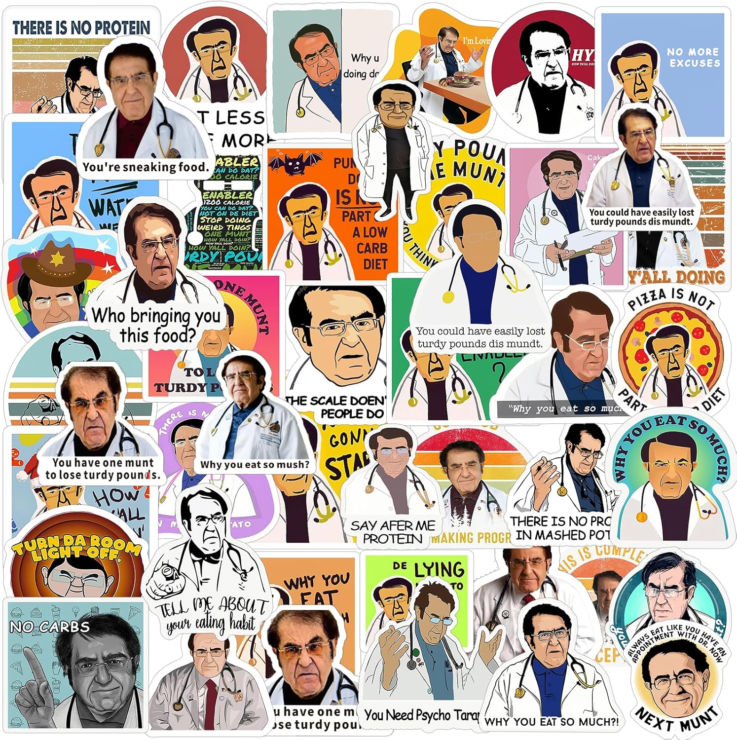 Amazon.com: Pertul 61Pcs Dr Now Stickers Set, Funny Weight Loss Memes ...