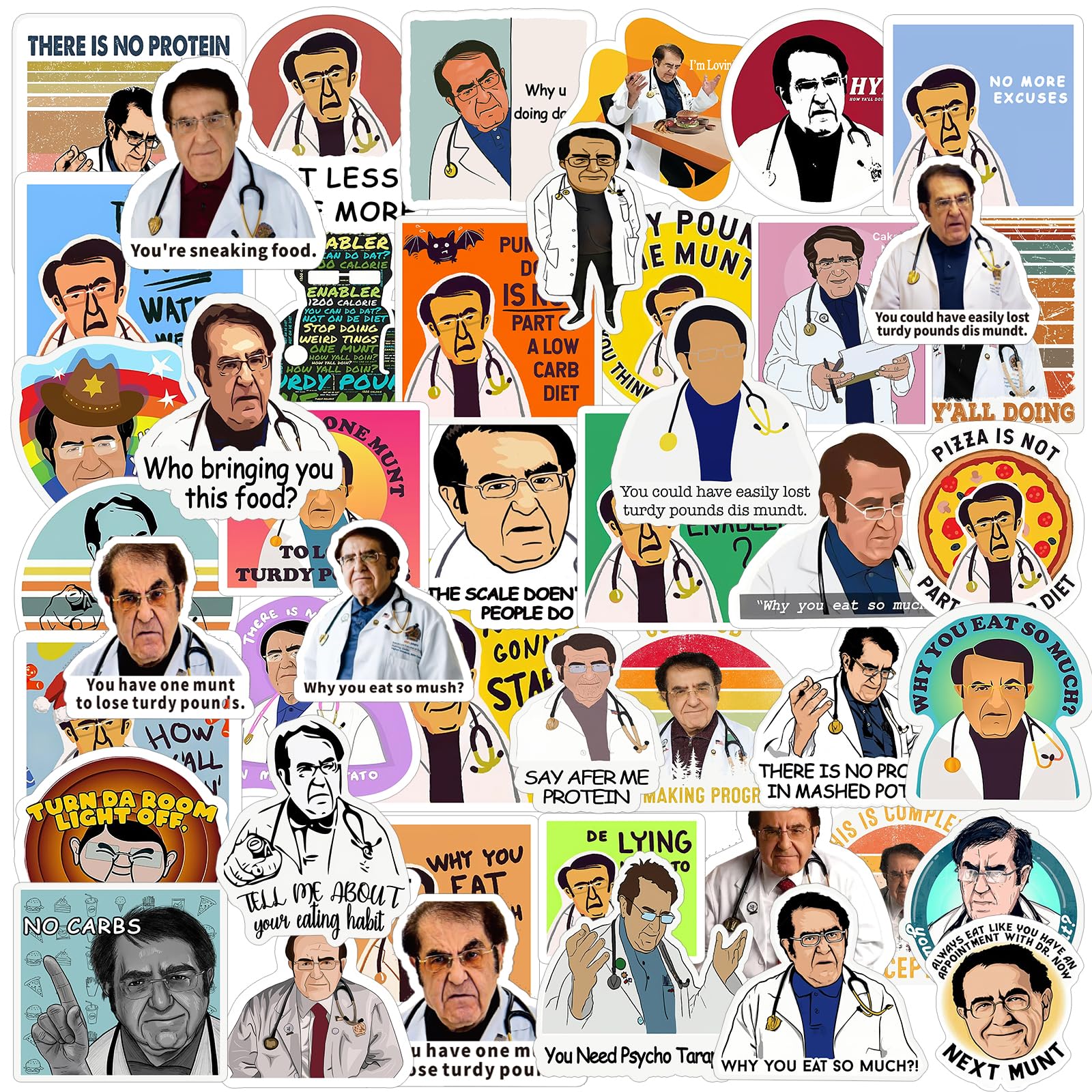 Amazon.com: 61Pcs Dr Now Stickers Set Funny, Weight Loss, Funny dr Now ...