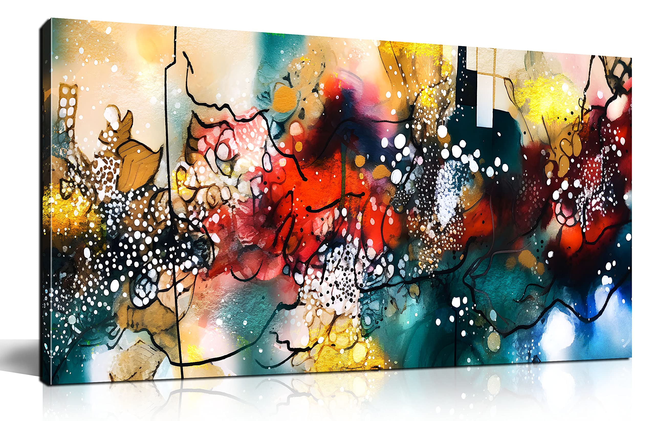 Colorful Abstract Picture Large Framed Canvas Wall Art for Bedroom ...