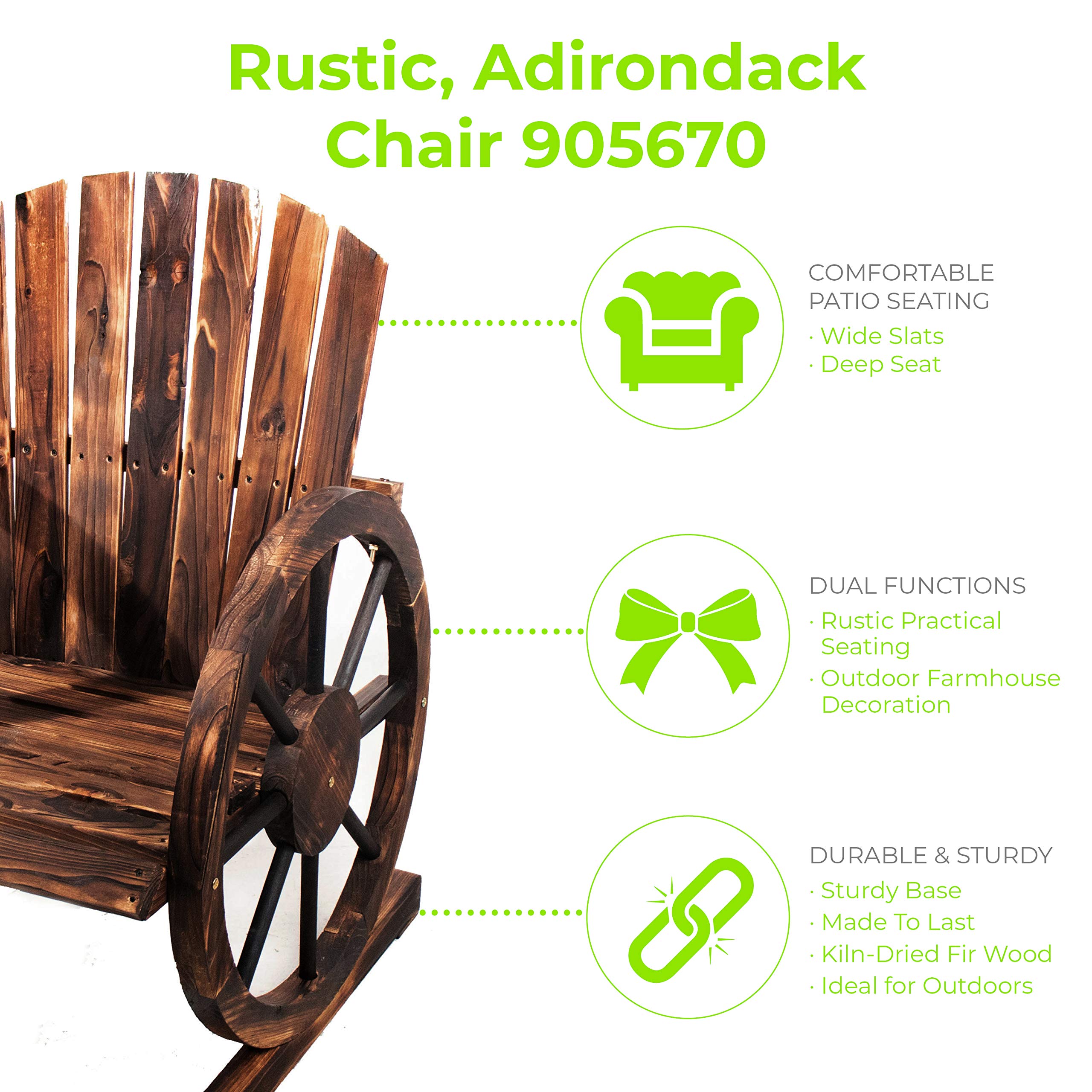 Snapklik.com : Wooden Wagon Wheel Chair Rustic Armrest Chair Outdoor ...