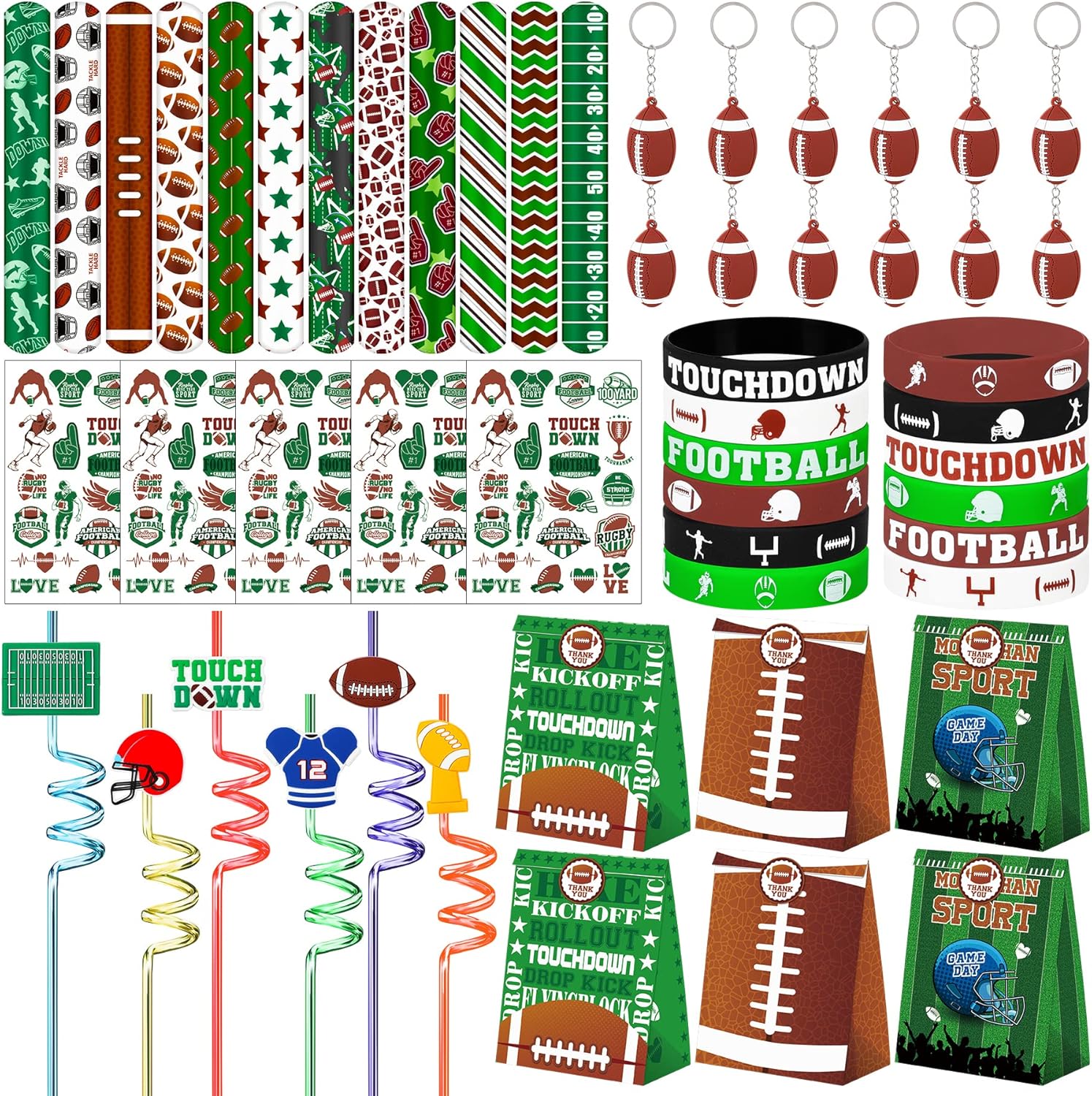 Amazon.com: Football Party Favors 72 PCS Football theme Slap Bracelet ...