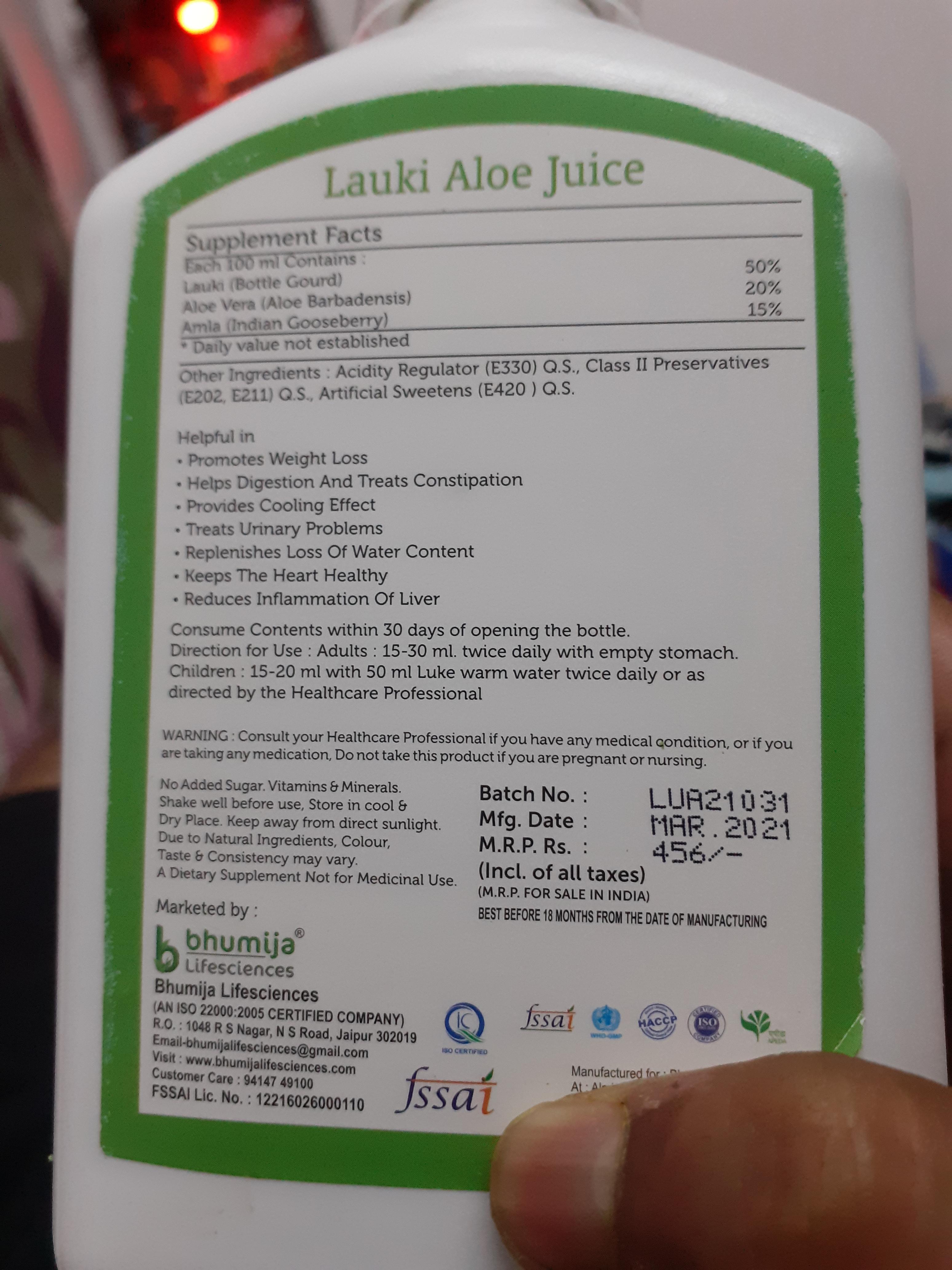 Buy Bhumija Lifesciences Natural Ginger Juice 1L | Sugar Free Adrak ka ...