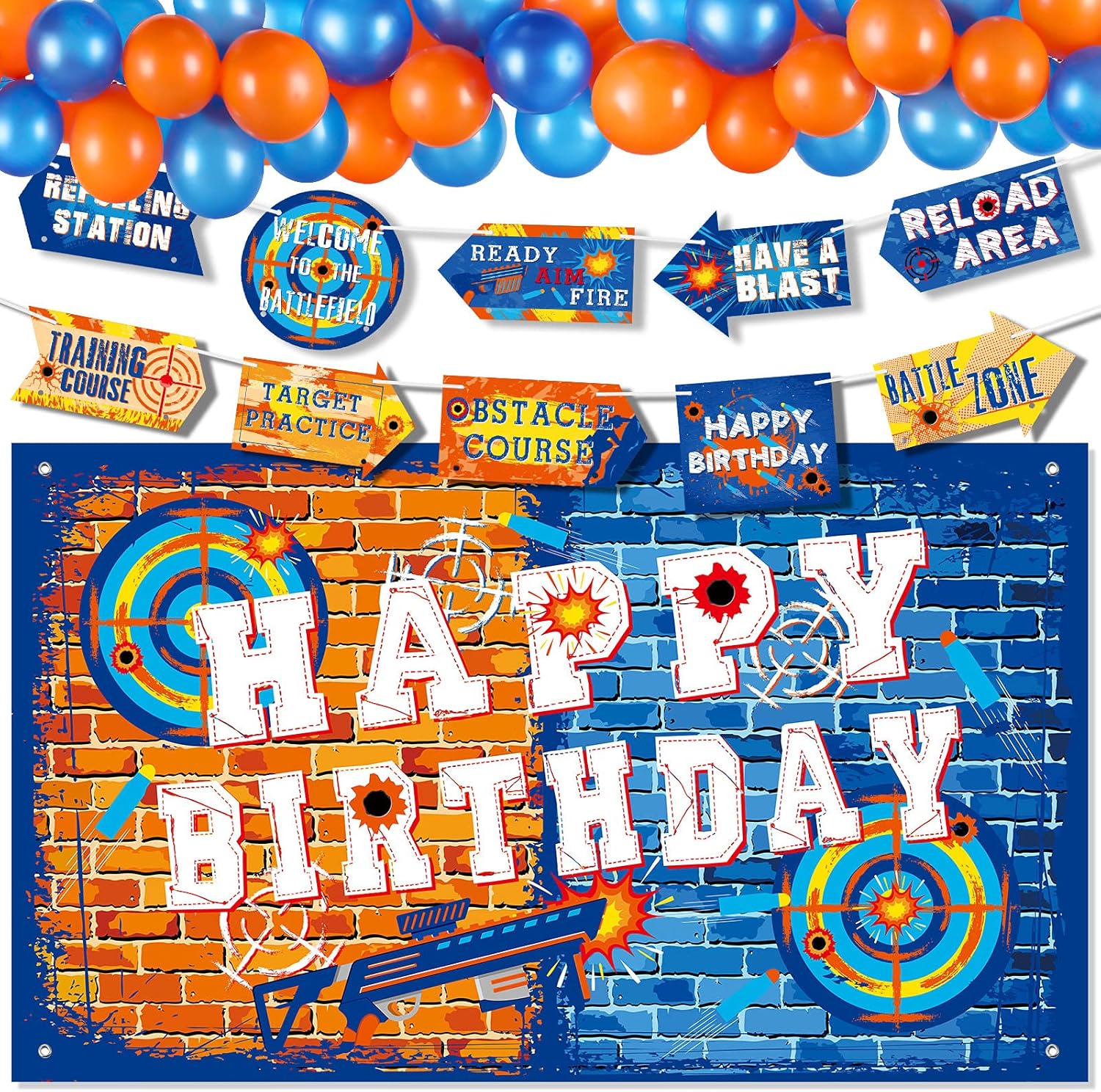 Amazon.com : Dart Battle Birthday Party Decorations Dart Gun Happy ...
