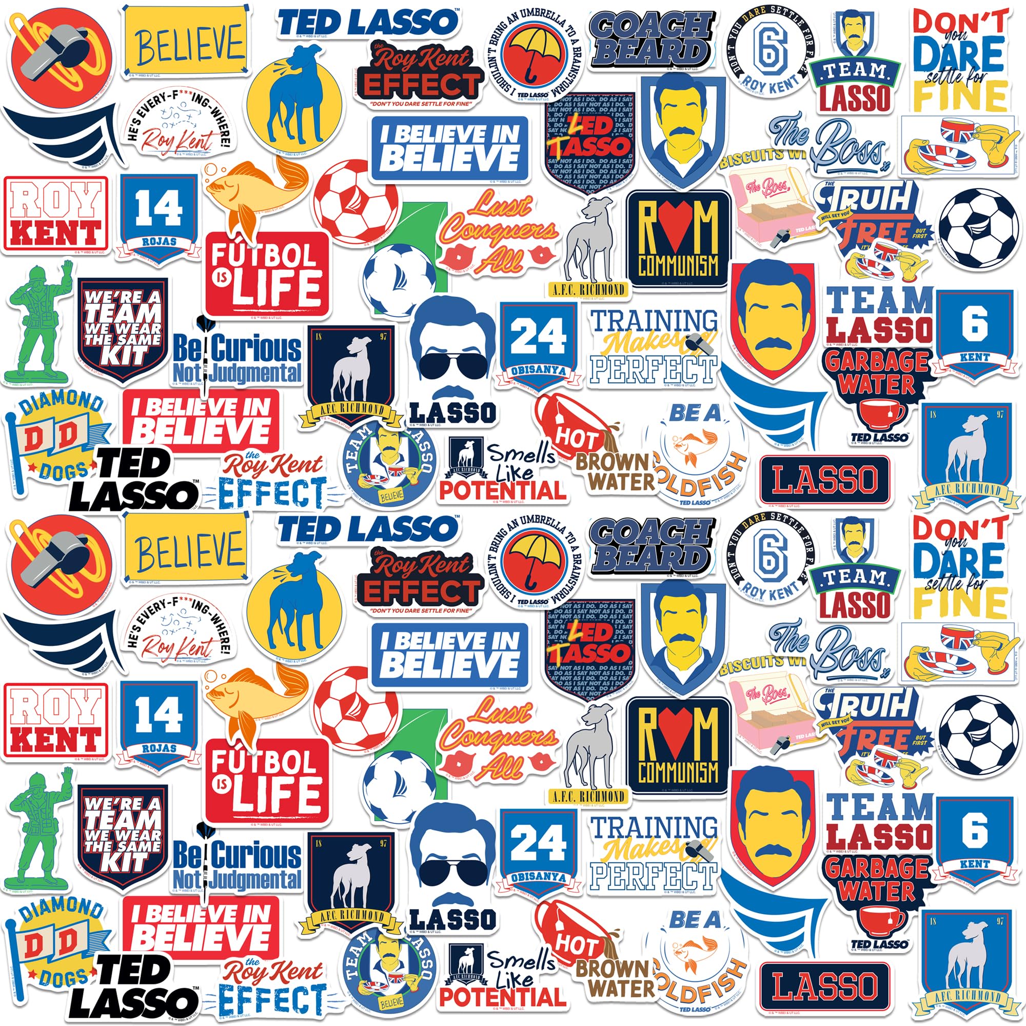Amazon.com: Ted Lasso Vinyl Large Deluxe Stickers Variety Pack - Laptop ...
