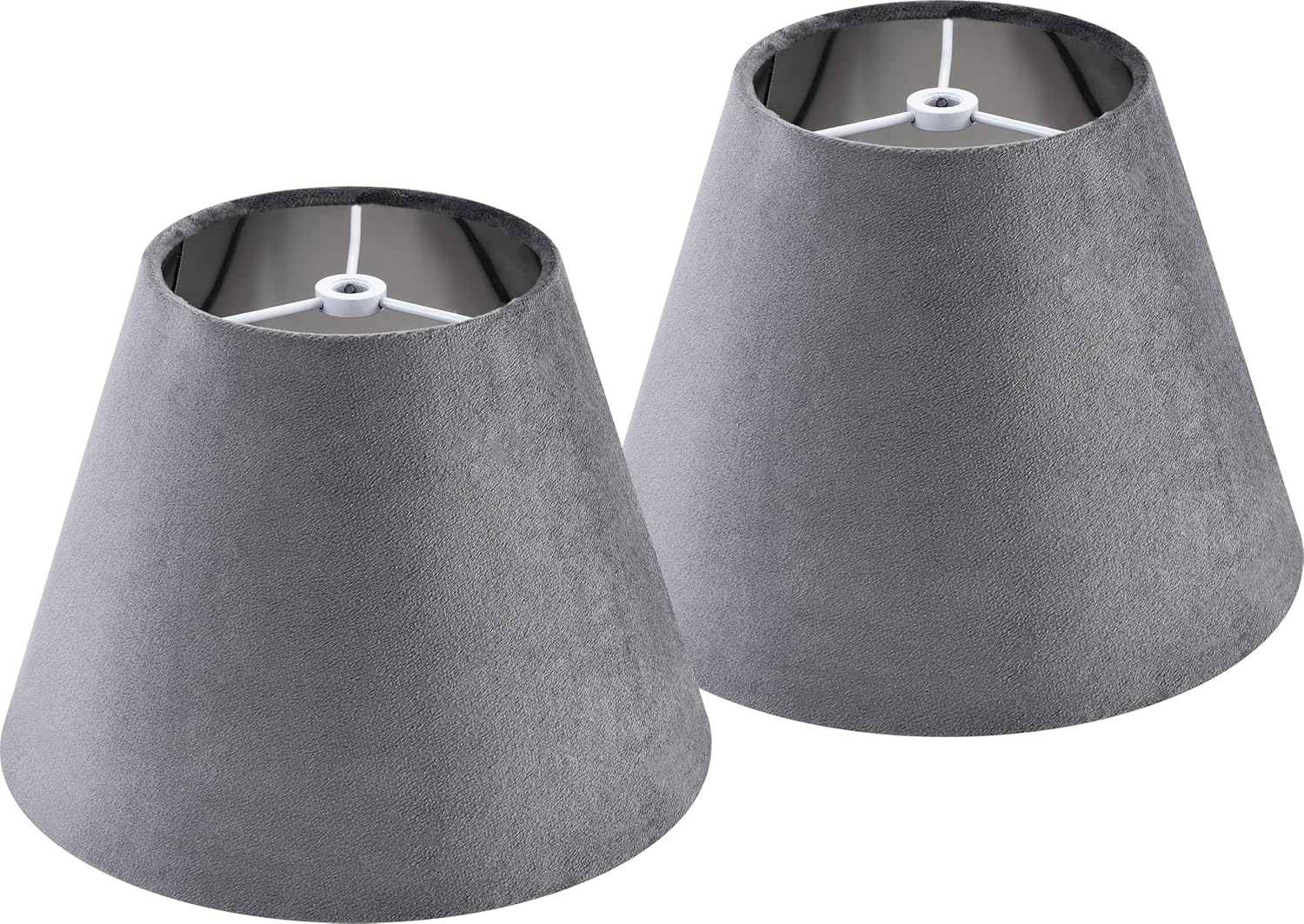 GOSO 5"×9"×6.4"(Spider) Gray Velvet Lamp Shades Set of 2 Small Drum ...