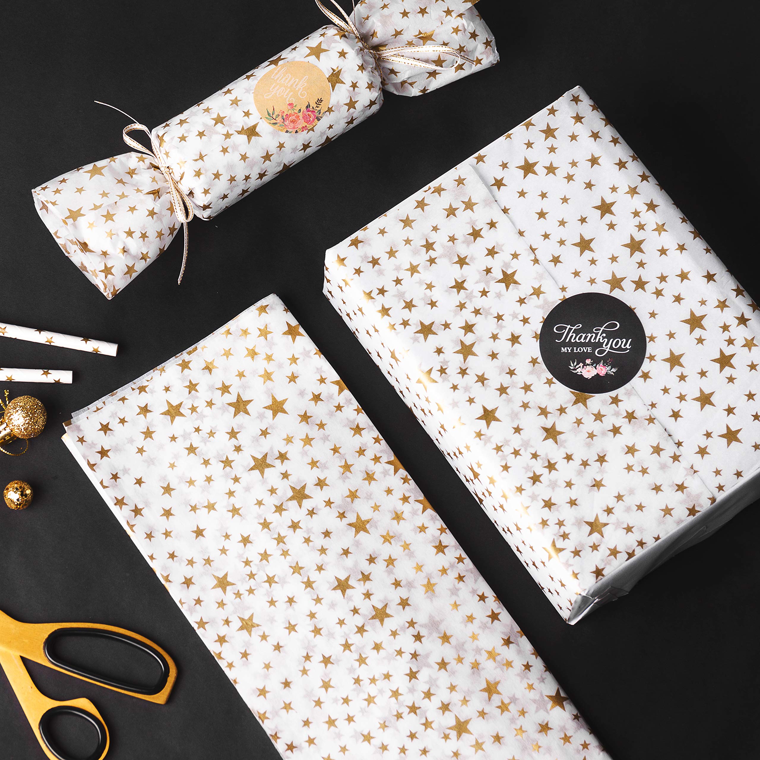 Snapklik.com : RUSPEPA Gift Wrapping Tissue Paper - Metallic Gold Star ...