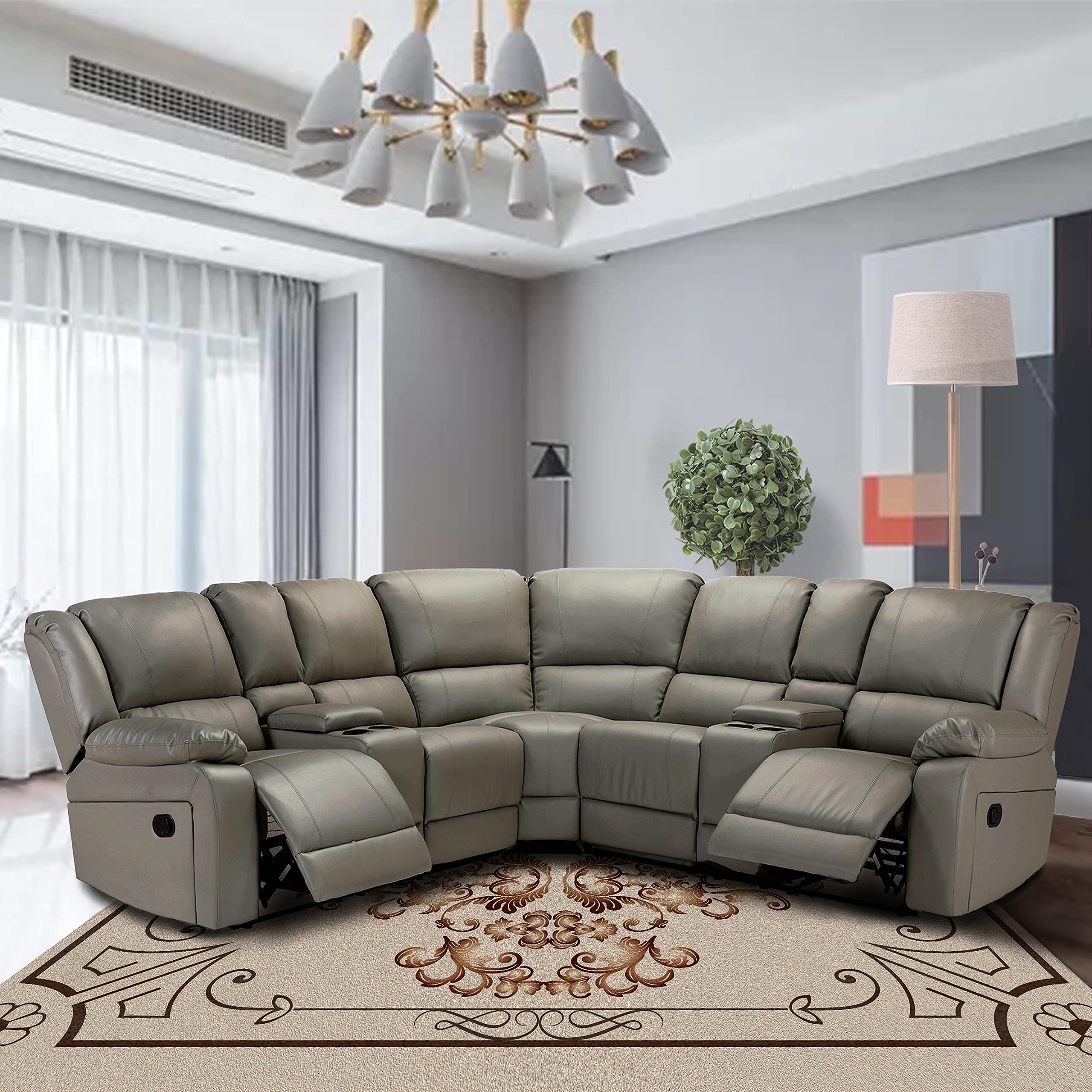 Buy Curved Symmetrical Sectional Sofa Reclining - Symmetrical Sectional ...